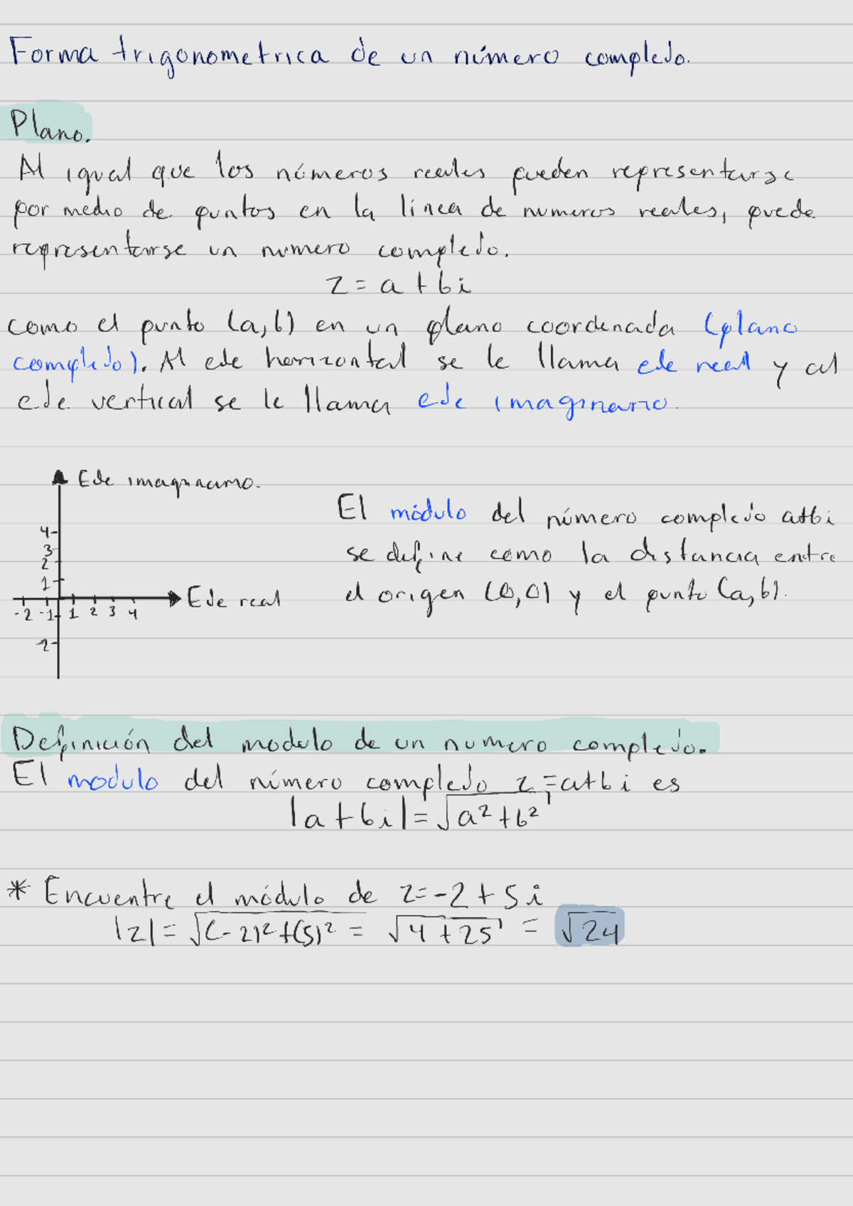 Apunte Algebra Forma trigonométrica de un numero complejo - Forma ...