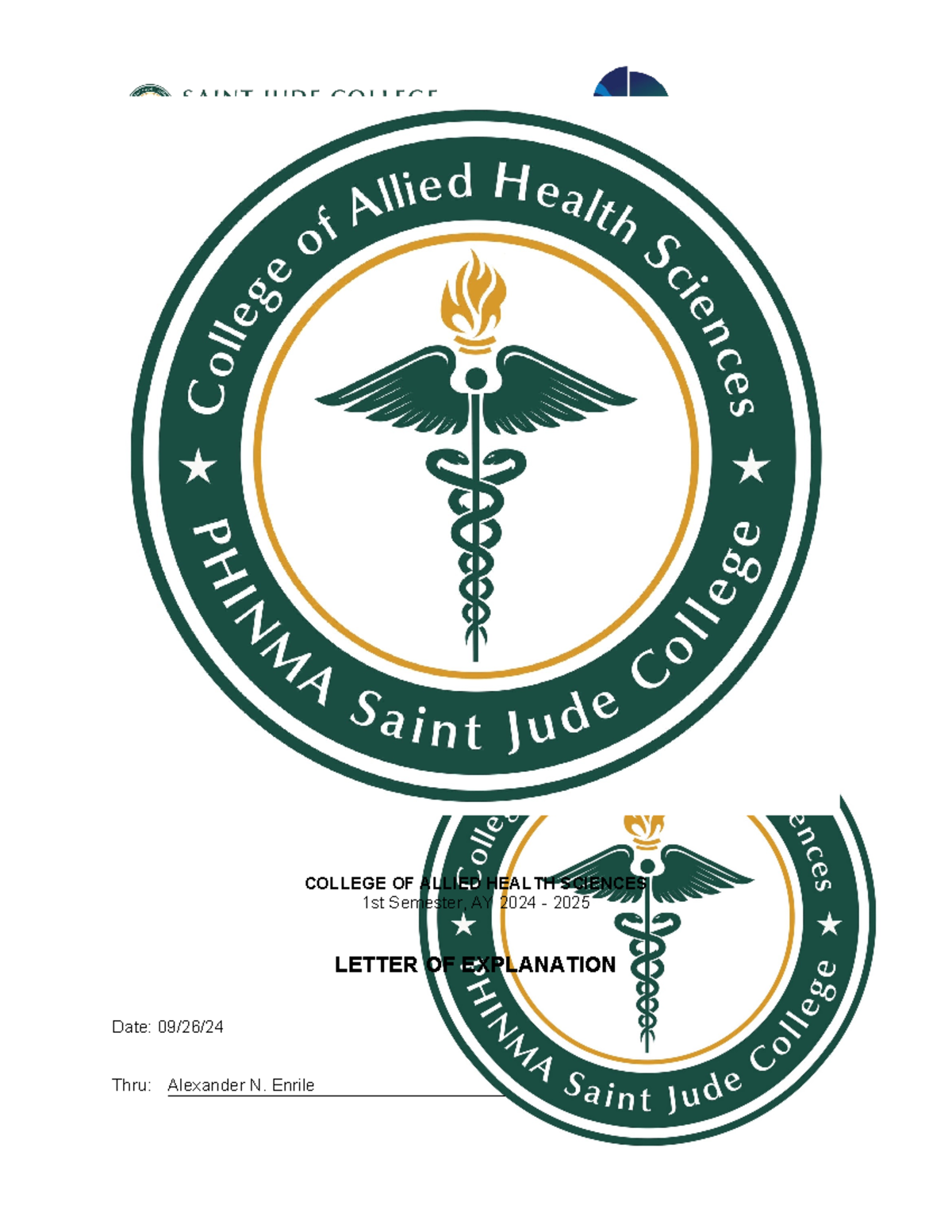 CAHS-Letter-of-Explanation-Template-1 - COLLEGE OF ALLIED HEALTH ...