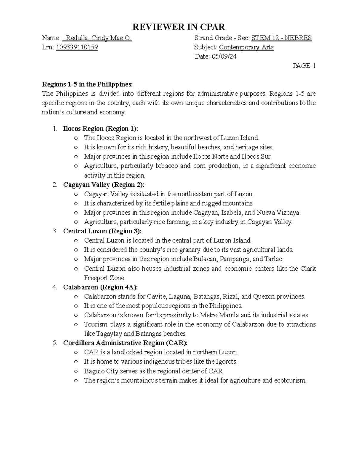 Reviewer-IN-CPAR - dwadad - REVIEWER IN CPAR Name: Redulla, Cindy Mae O ...