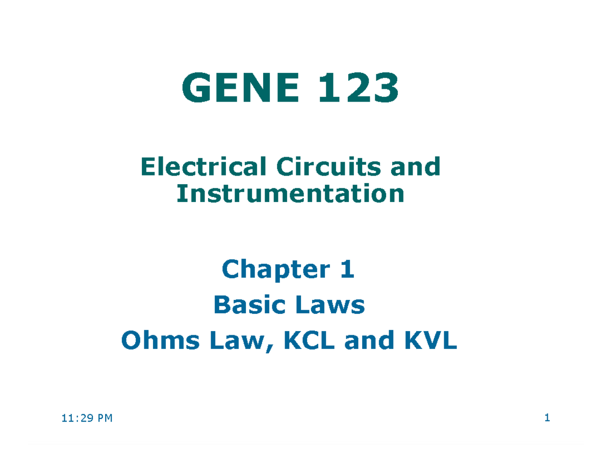 3-Basic Laws - Basic Laws of Electronics and circuits - 1 Chapter 1 ...