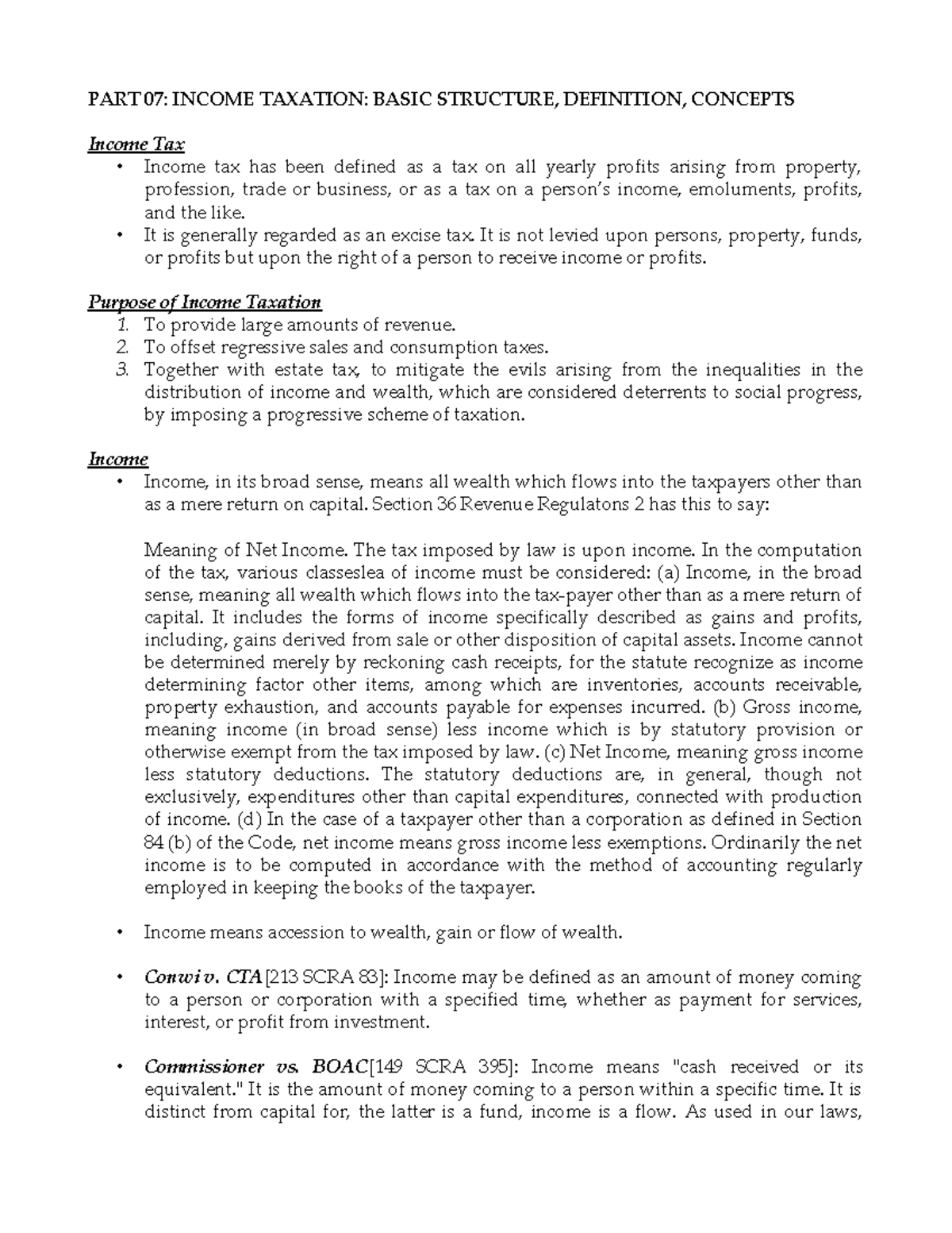 Part 07 Income Taxation Basic Structure Definition and Concepts ...