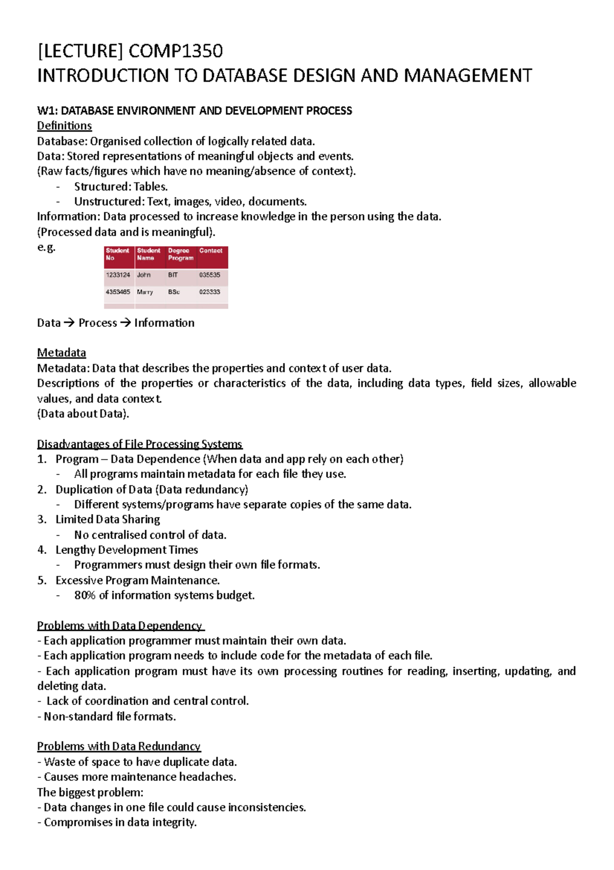COMP1350 [ Lecture] - incomplete lecture notes - [LECTURE] COMP ...