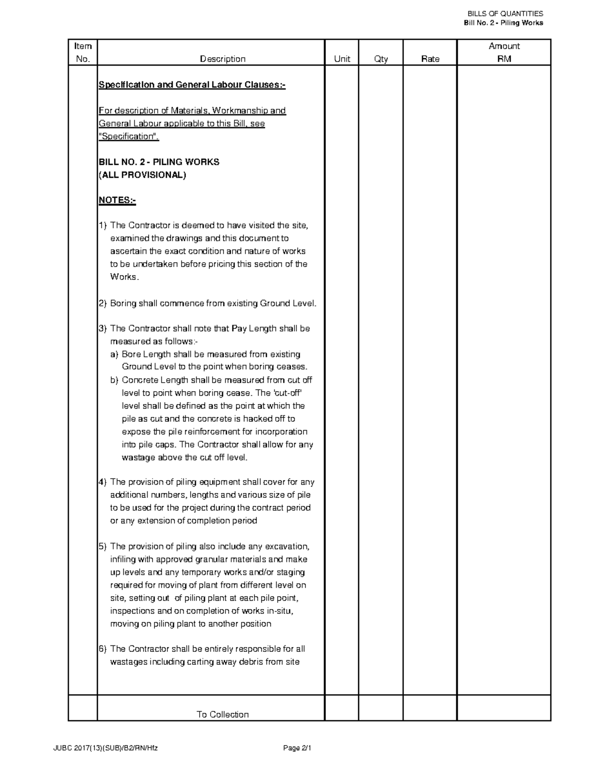 20. BILL NO. 2 - Piling Works - Bill No. 2 - Piling Works Item Amount ...