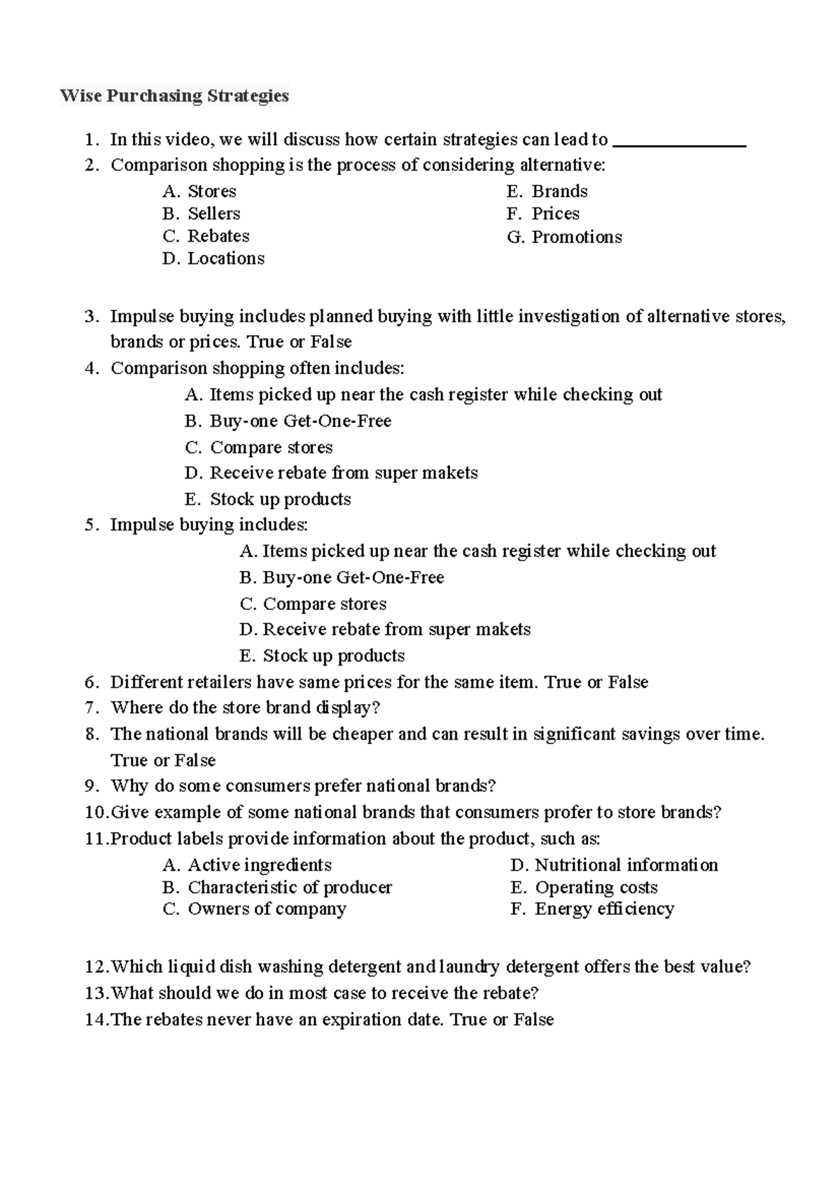 Wise Purchasing Strategies - In this video, we will discuss how certain ...