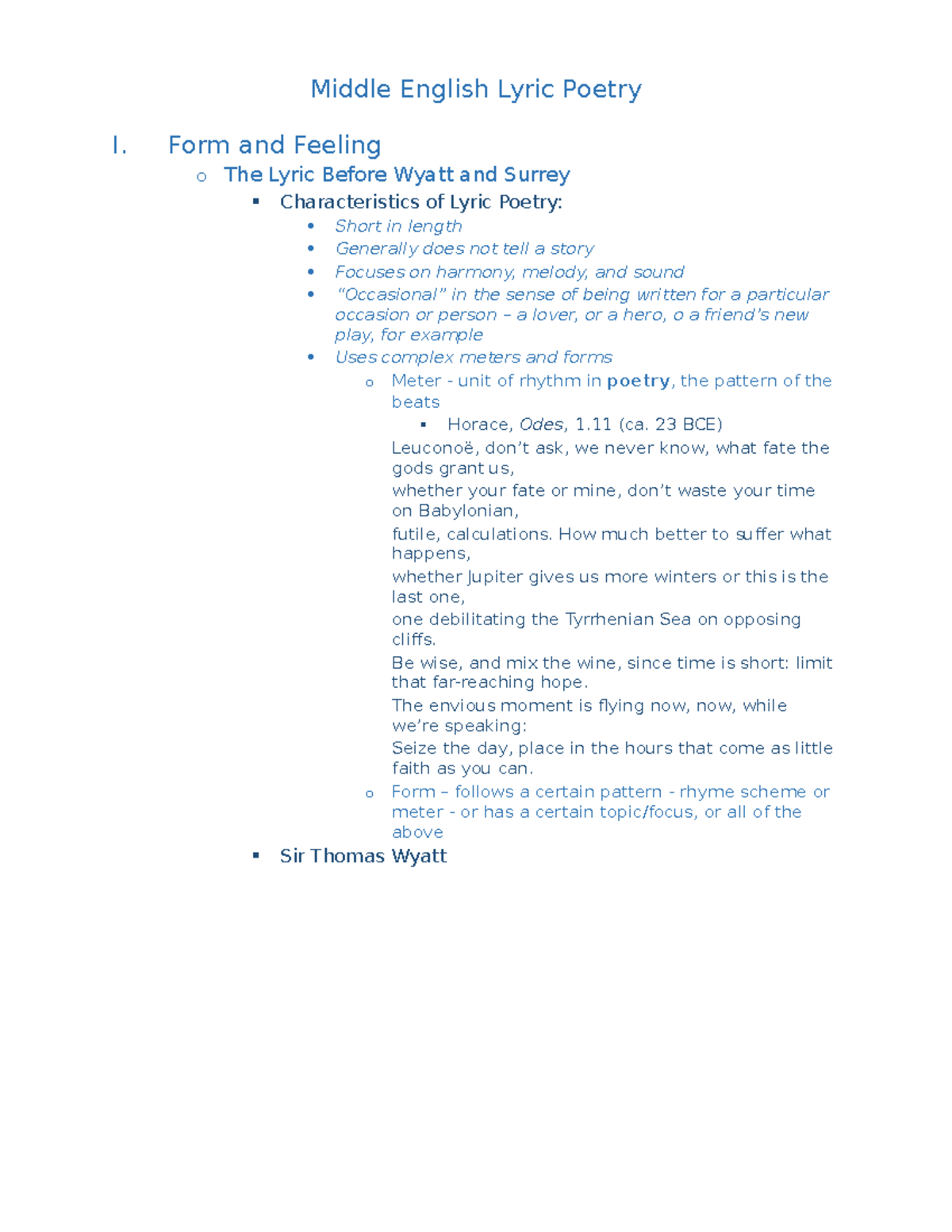 Middle English Lyric Poetry - I. Form and Feeling o The Lyric Before ...