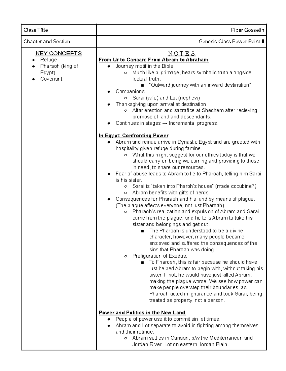 Genesis Lecture Part II - Class Title Piper Gosselin Chapter and ...