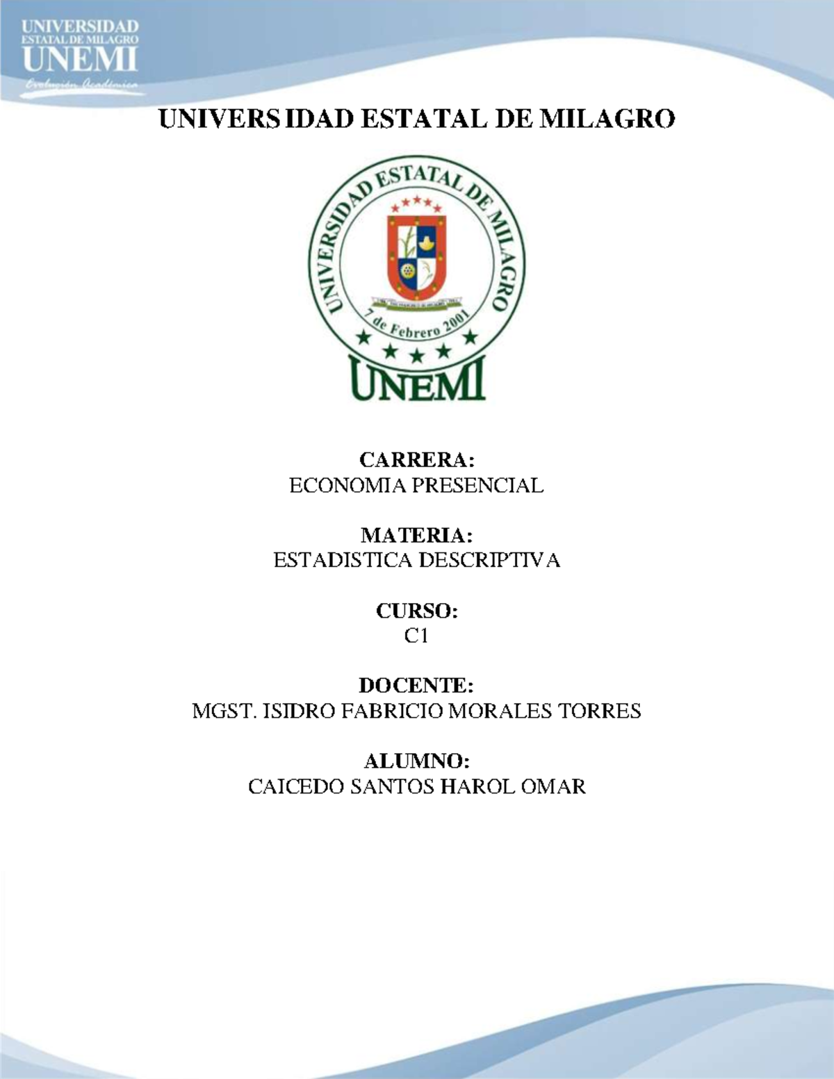 Chebyshev - UNIVERS IDAD ESTATAL DE MILAGRO CARRERA: ECONOMIA ...