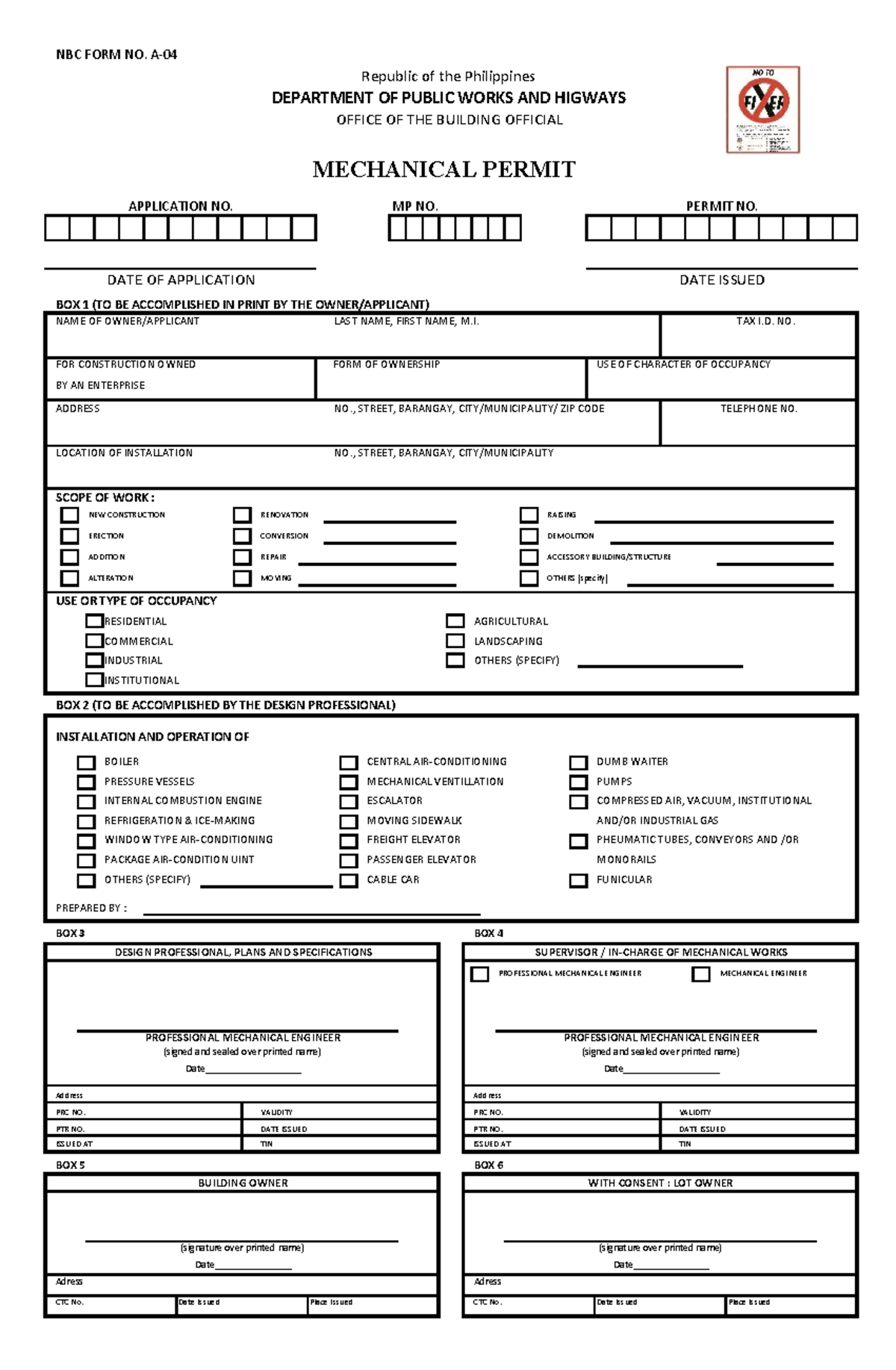 Mechanical-Forms - Copy - NBC FORM NO. A- MP NO. RESIDENTIAL ...