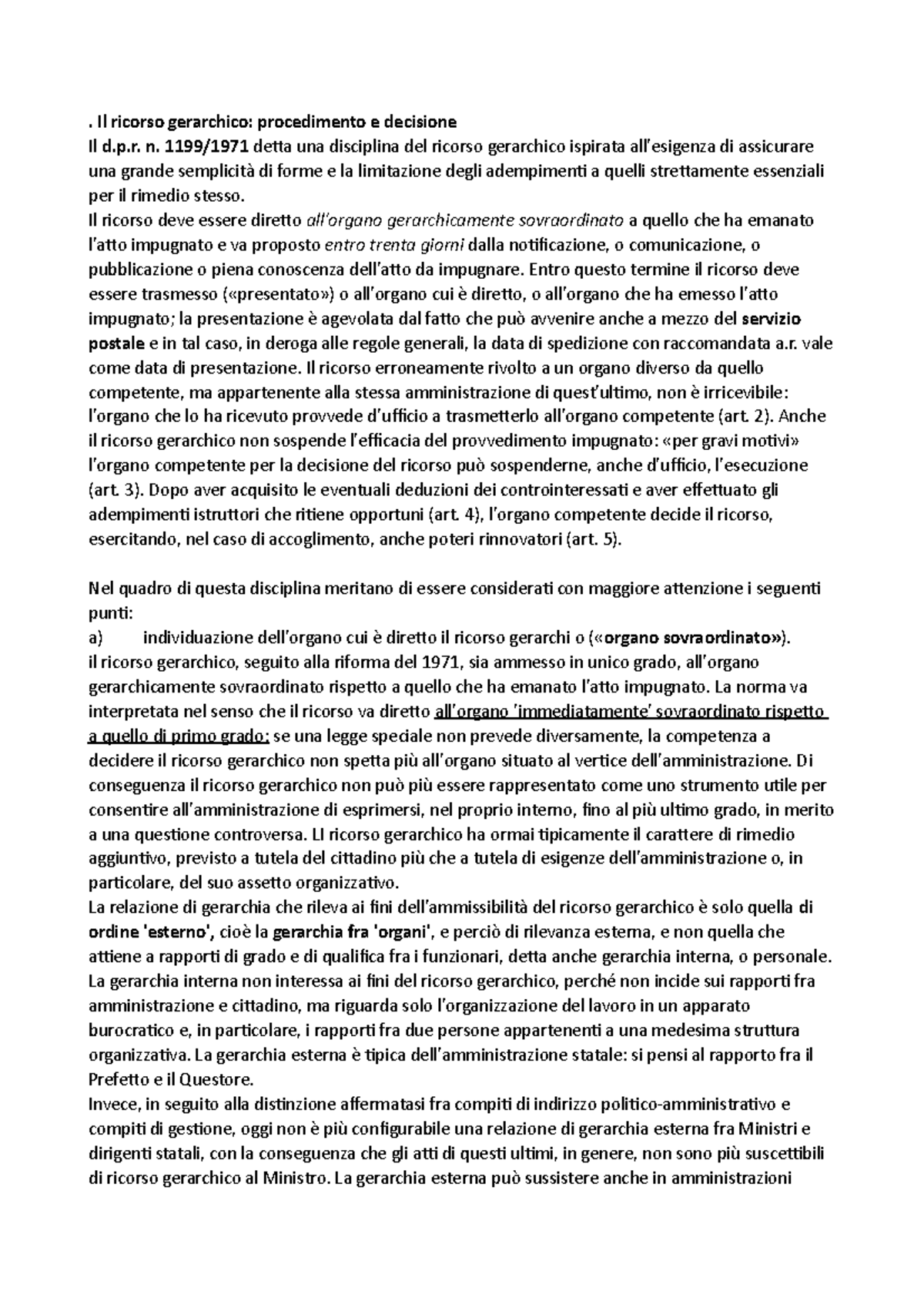 Ricorso gerarchico - Il ricorso gerarchico: procedimento e decisione Il ...