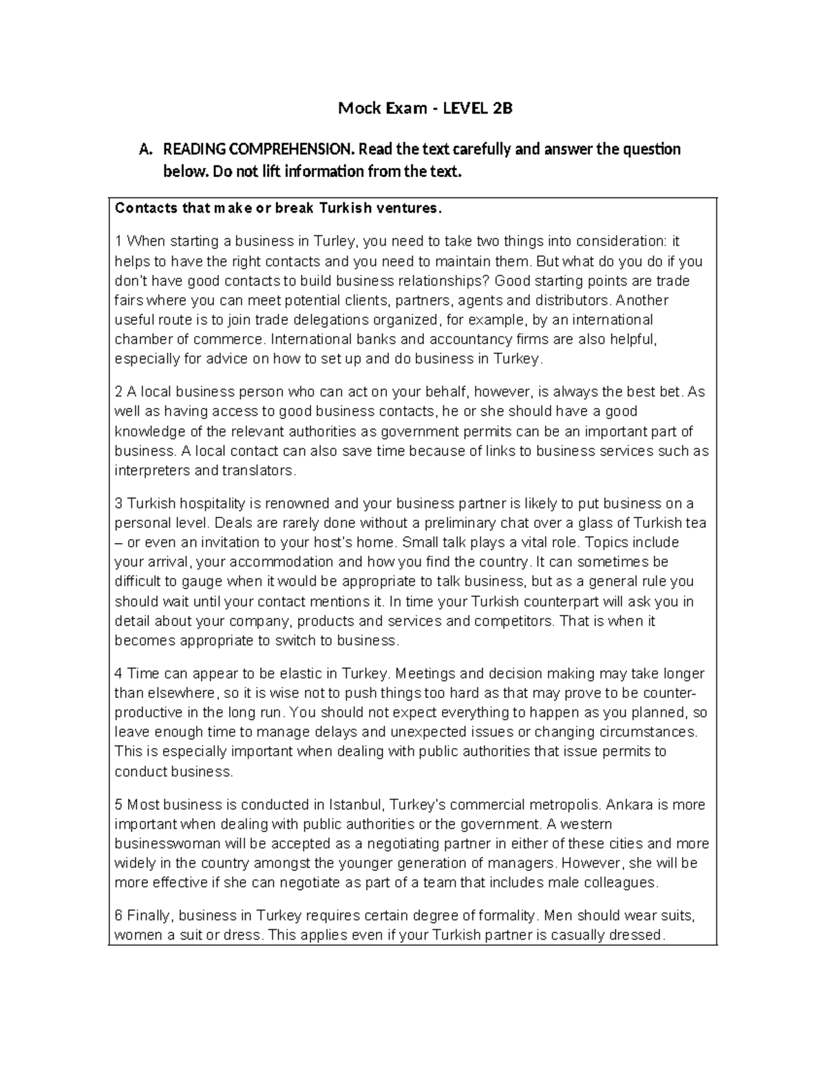 Mock Exam 2 B - examen modelo de ingles nivel A Jade - Mock Exam ...
