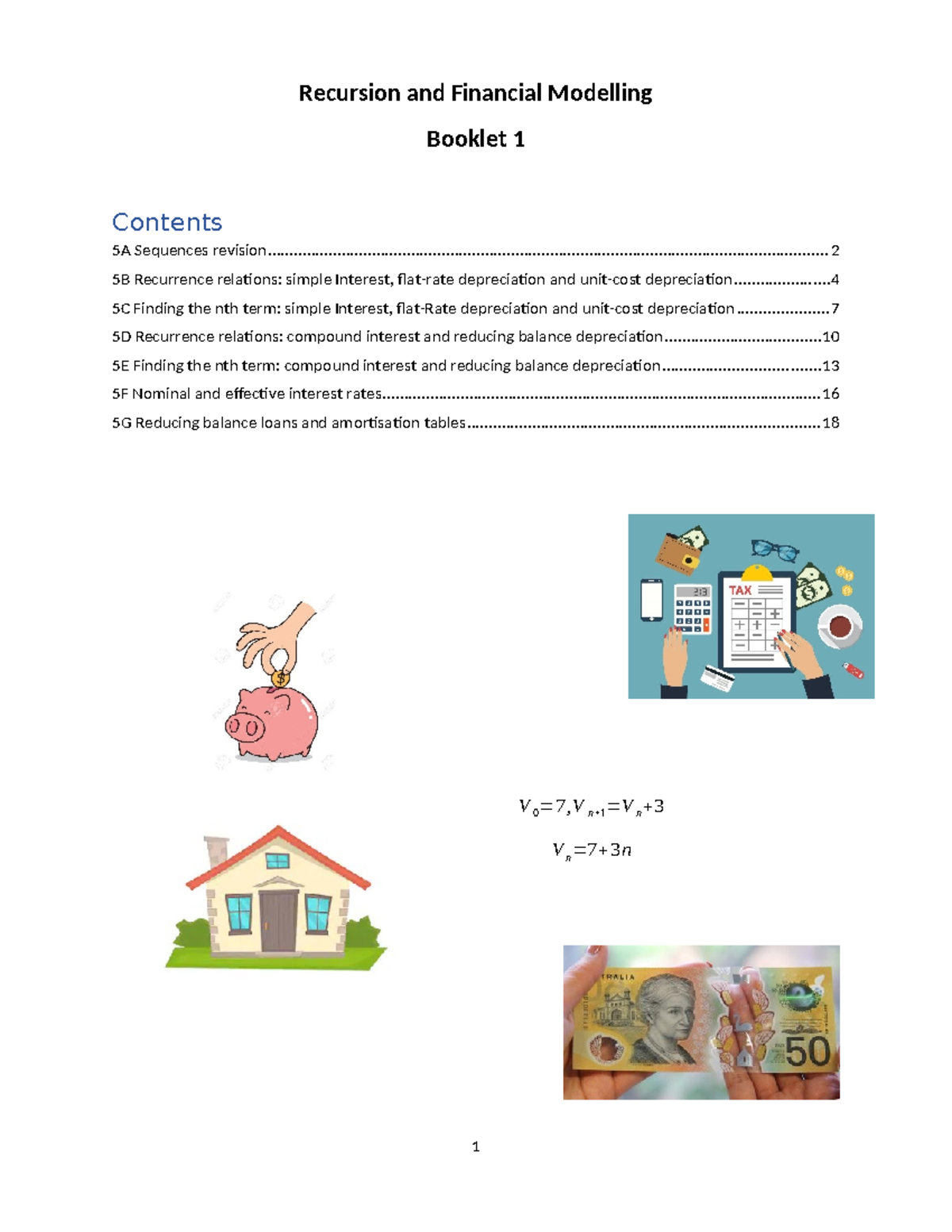 Financial Booklet 1 - finance - Recursion and Financial Modelling Booklet 1 Contents 5A ...