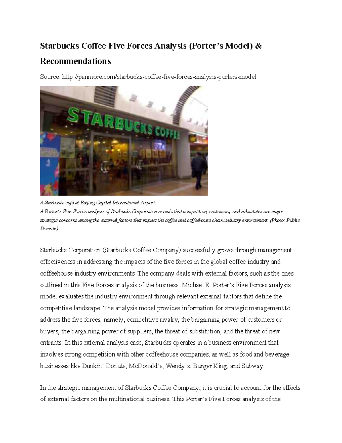 W4 - Starbucks Coffee Five Forces Analysis - Starbucks Coffee Five ...