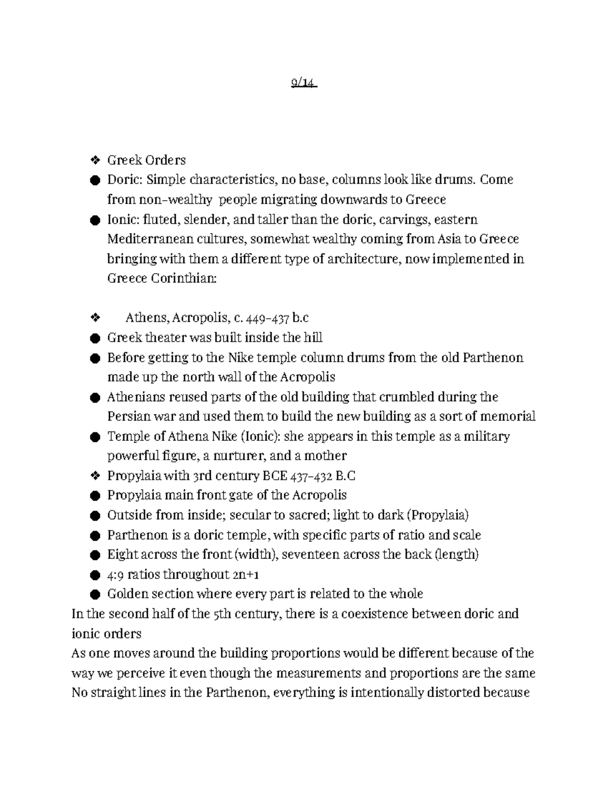 September History of Architecture Notes - 9/ Greek Orders Doric: Simple ...