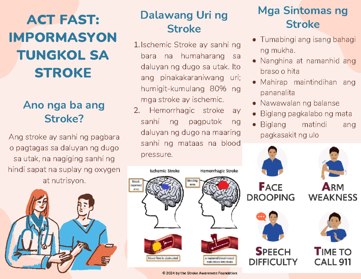 Warning Signs of a Stroke - ACT FAST: IMPORMASYON TUNGKOL SA STROKE Ano nga ba ang Stroke ...