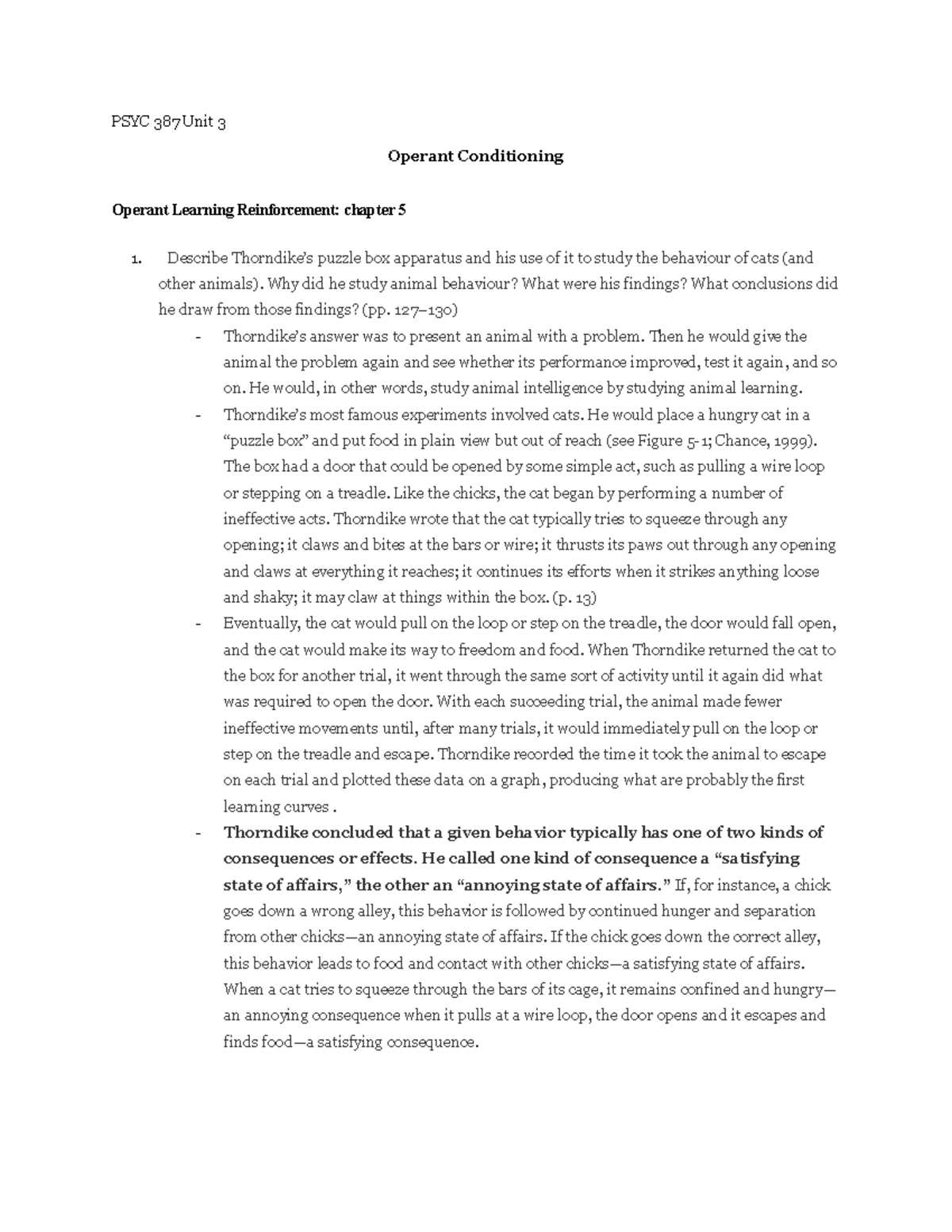 PSYC 387 Unit 3 Operant Reinforcement - PSYC 387 Unit 3 Operant ...