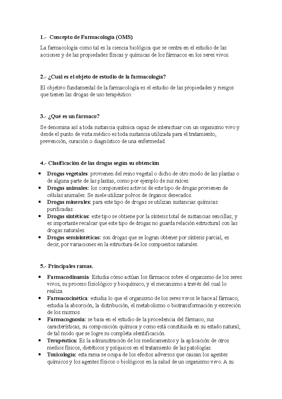 Fármaco, concepto, objetivo, clasificación historia - 1.- Concepto de ...