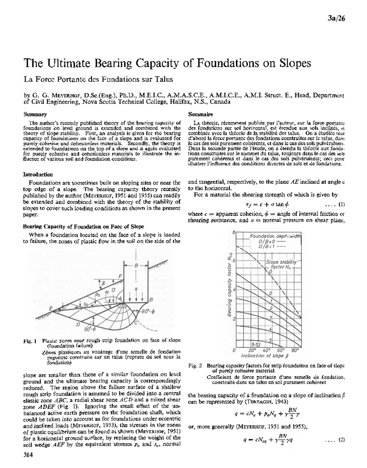 The ultimate Bearing Capacity of Foundation on slopes - 3a/ The ...