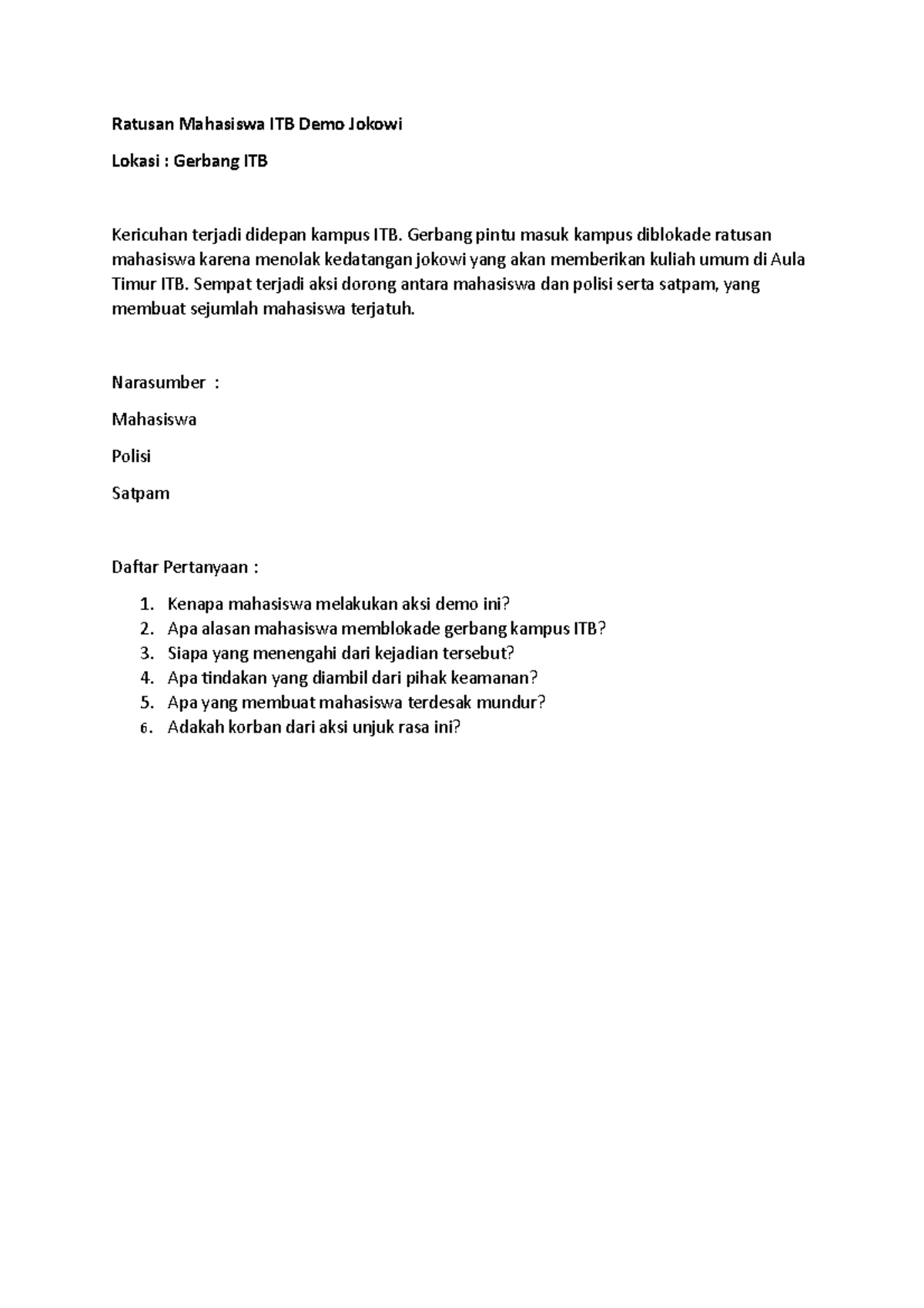 Wishlist demo itb - Ratusan Mahasiswa ITB Demo Jokowi Lokasi : Gerbang ...