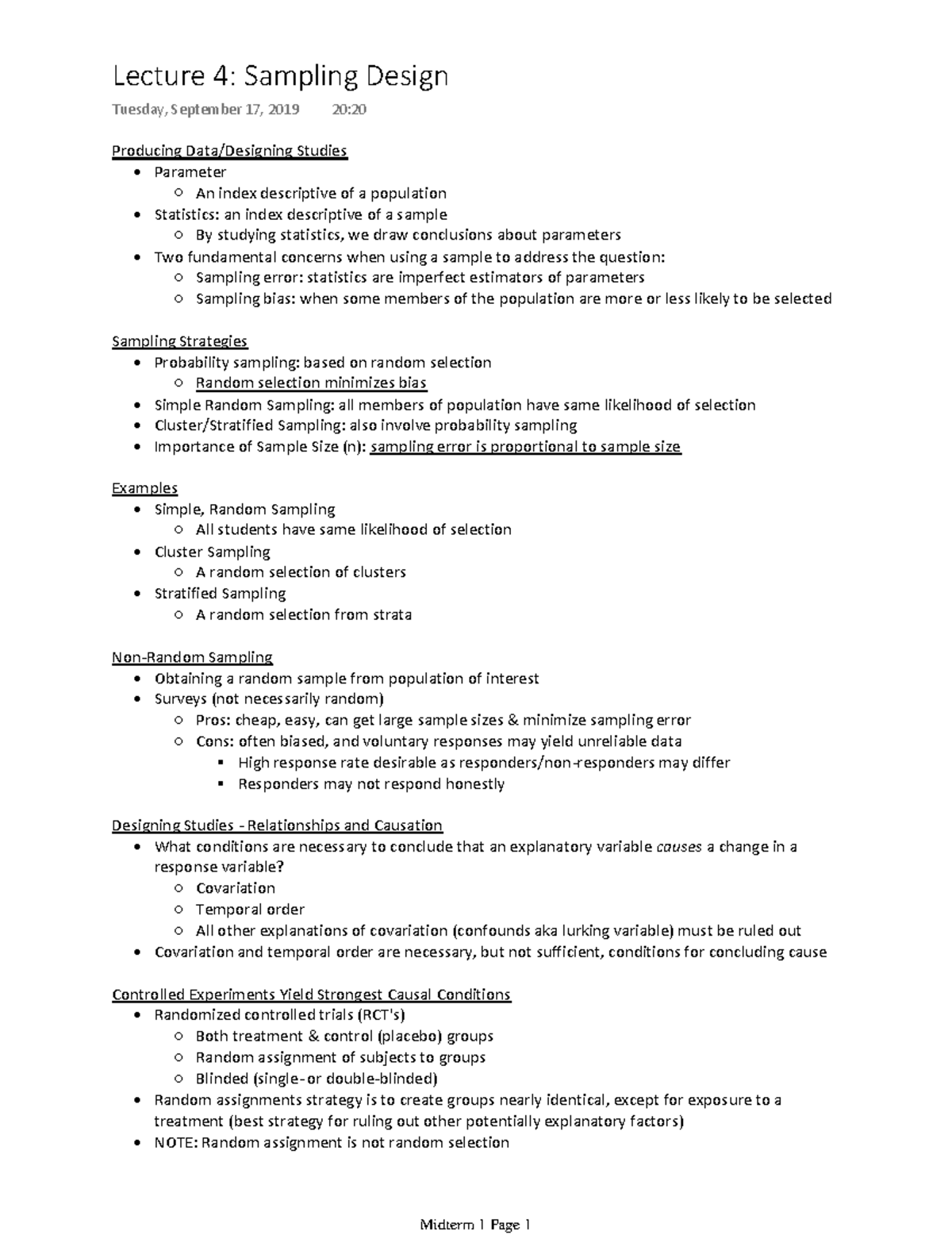 Lecture 4 Sampling Design - Producing Data/Designing Studies Parameter ...