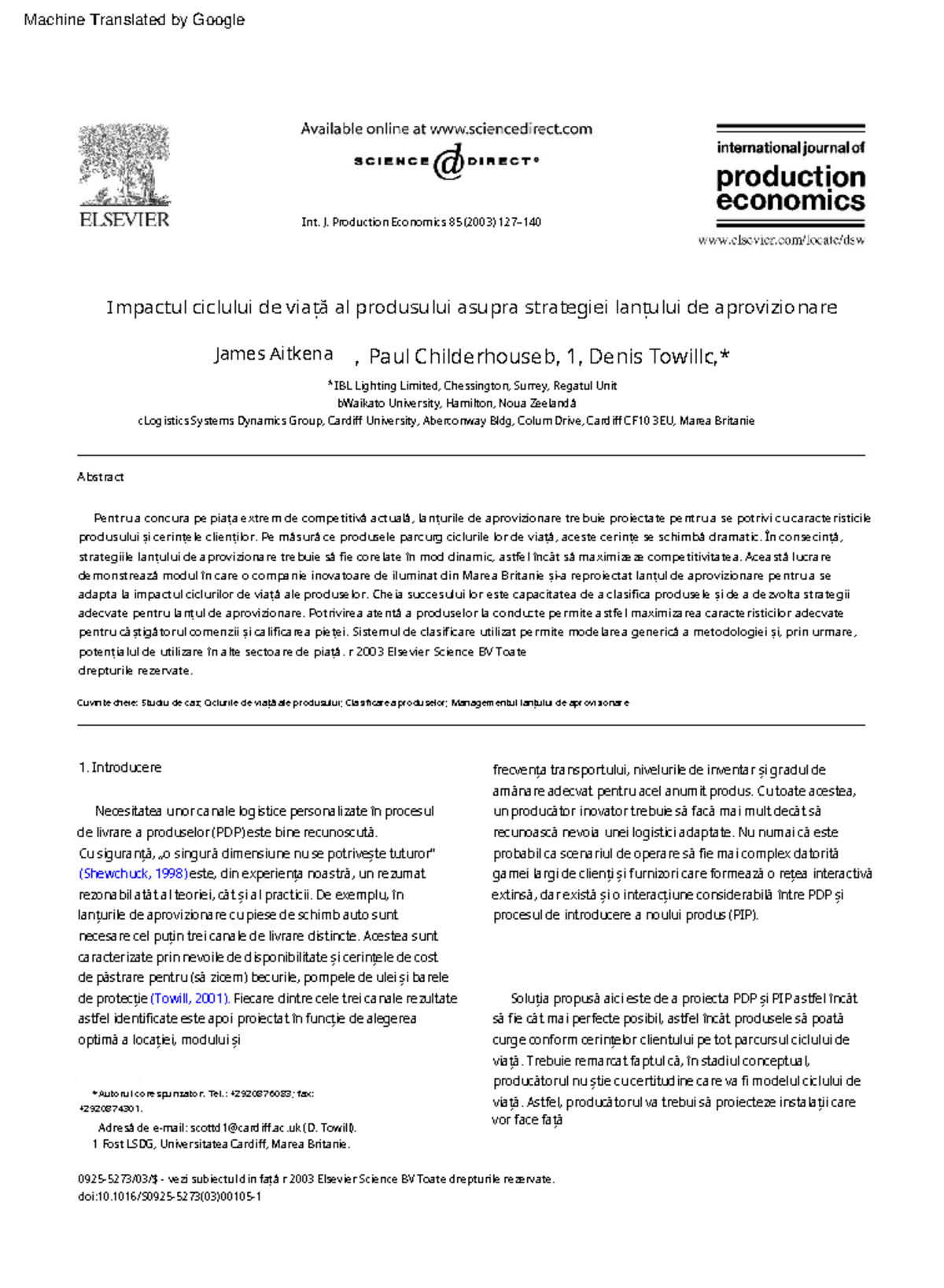 The impact of product life cycle on supp - Cuvinte cheie: Studiu de caz ...
