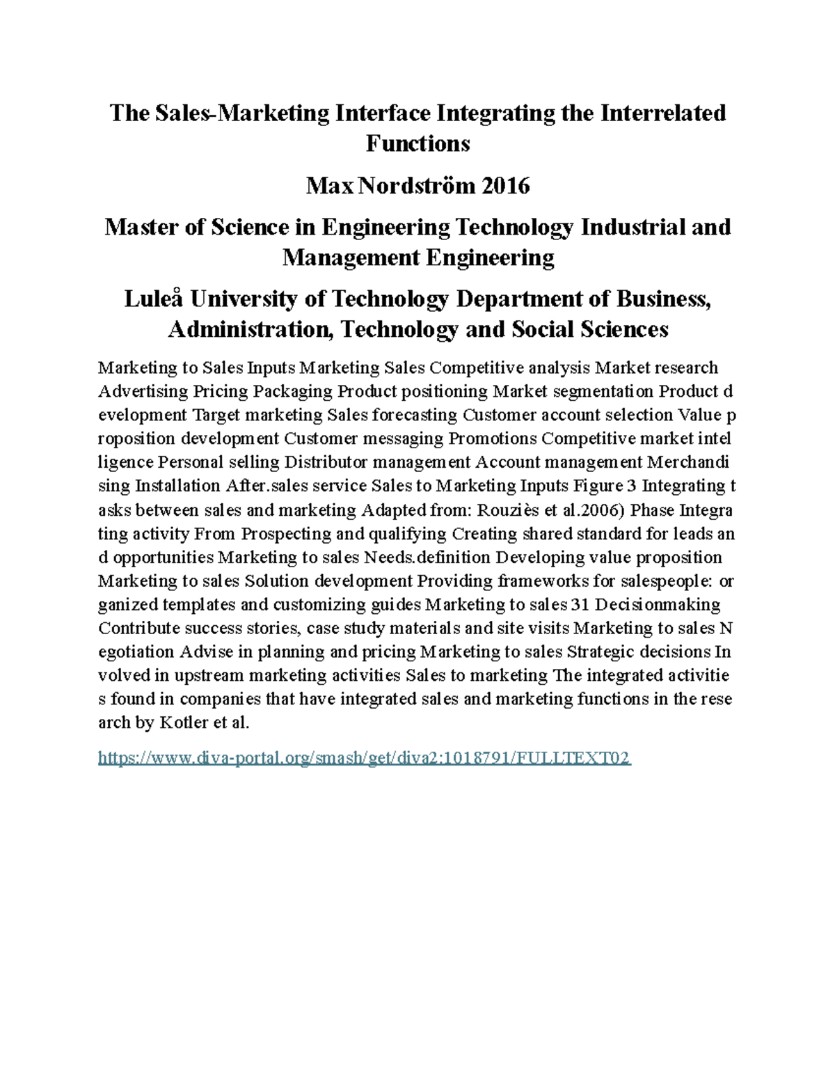 The Sales-Marketing Interface - diva-portal/smash/get/diva2:1018791 ...