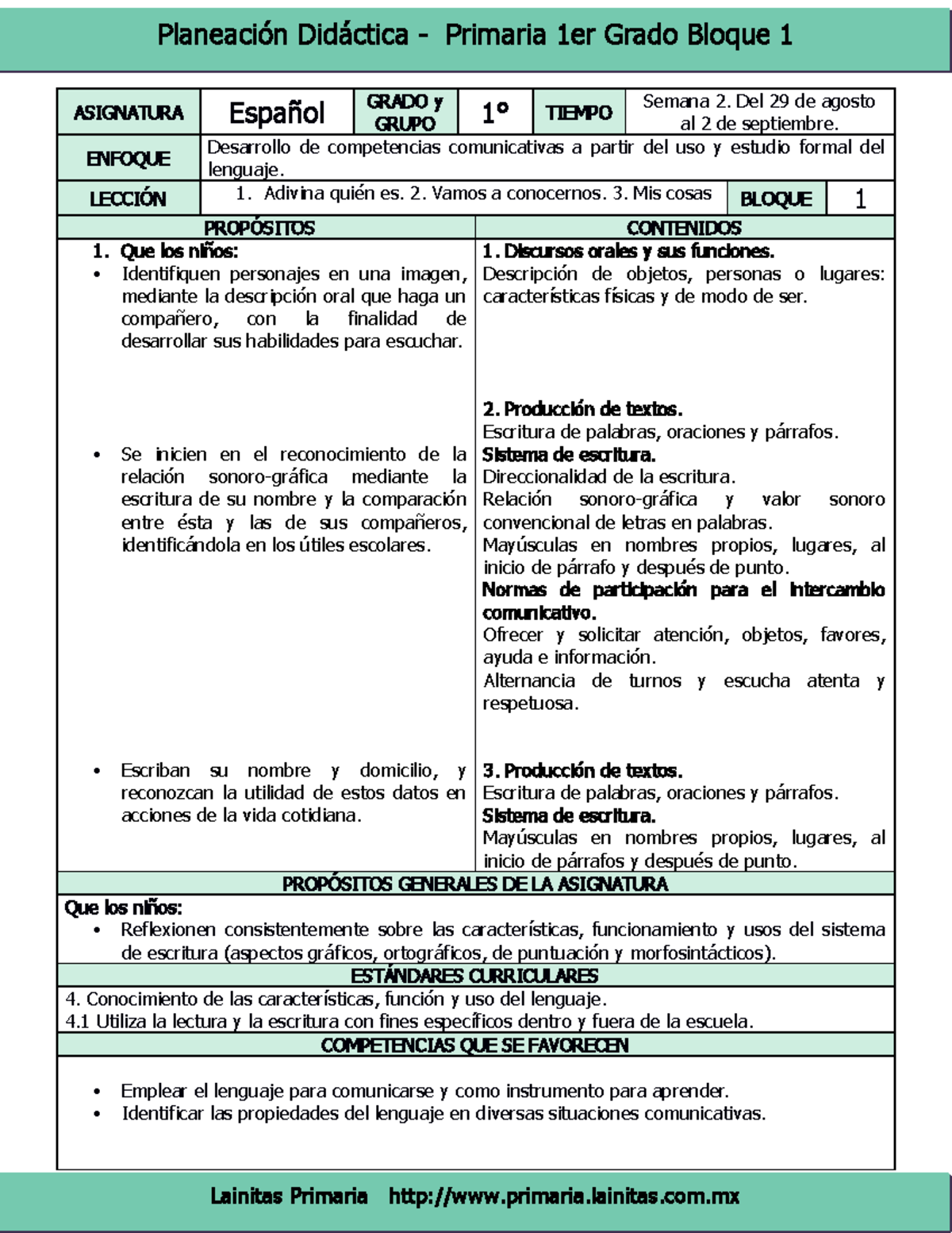 Plan-1er-Grado-Bloque-1-Español-2016-2017 .doc - ASIGNATURA Español ...