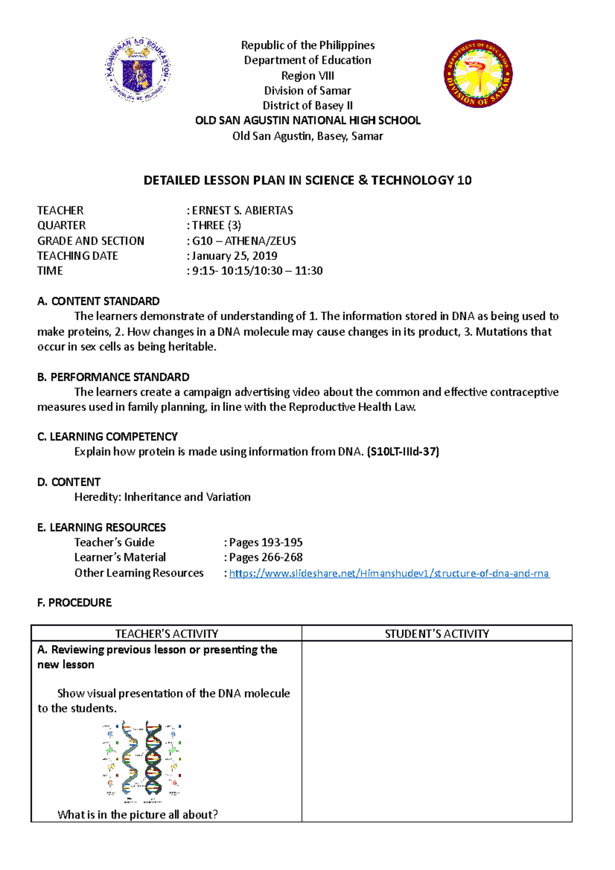 Detailed Lesson Plan 3rd quarter 2 - Republic of the Philippines ...