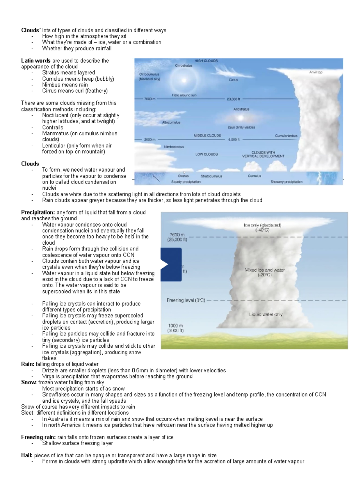 Wonders of Weather Week 5 - Clouds” lots of types of clouds and ...