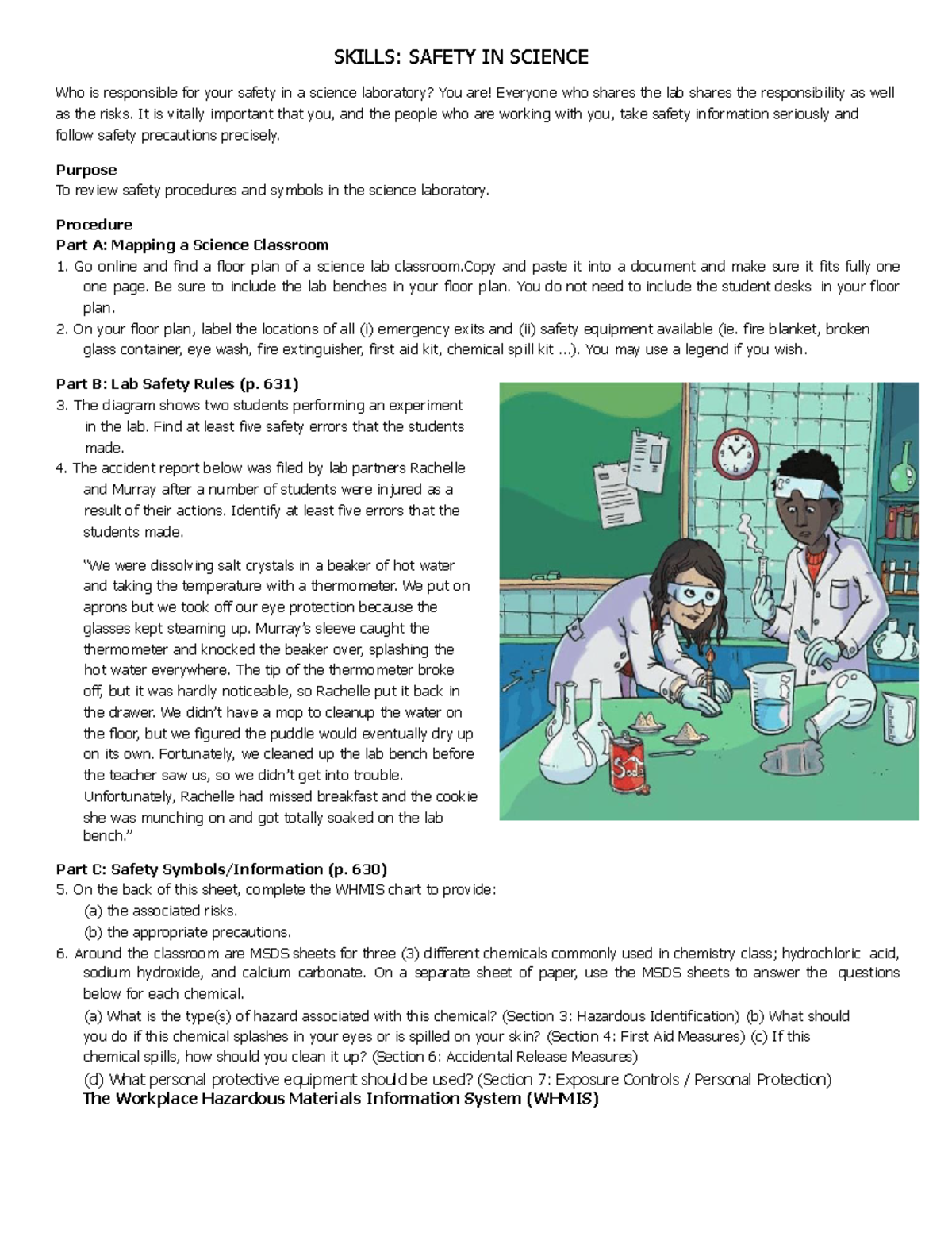 3 Safety in Science online (Handout) - SKILLS: SAFETY IN SCIENCE Who is ...