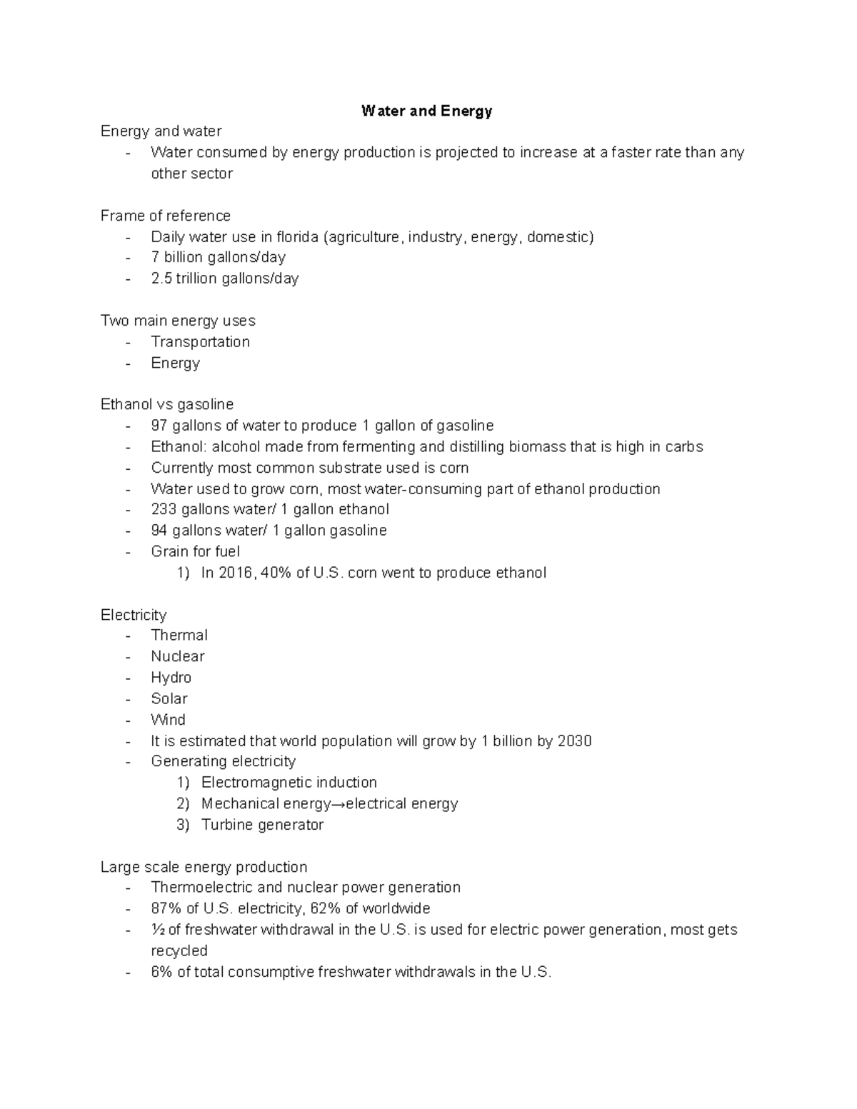 SWS2007 Water vs Energy - Water and Energy Energy and water Water ...