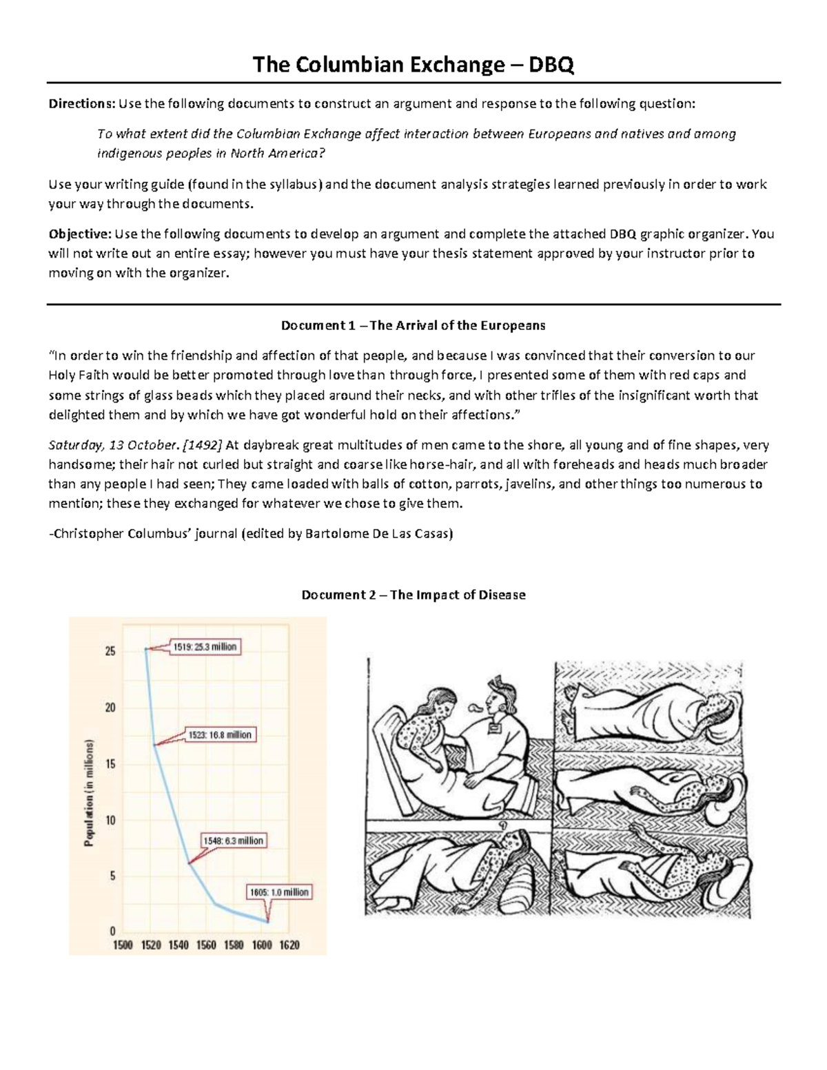 The columbian exchange dbq - The Columbian Exchange – DBQ Directions ...