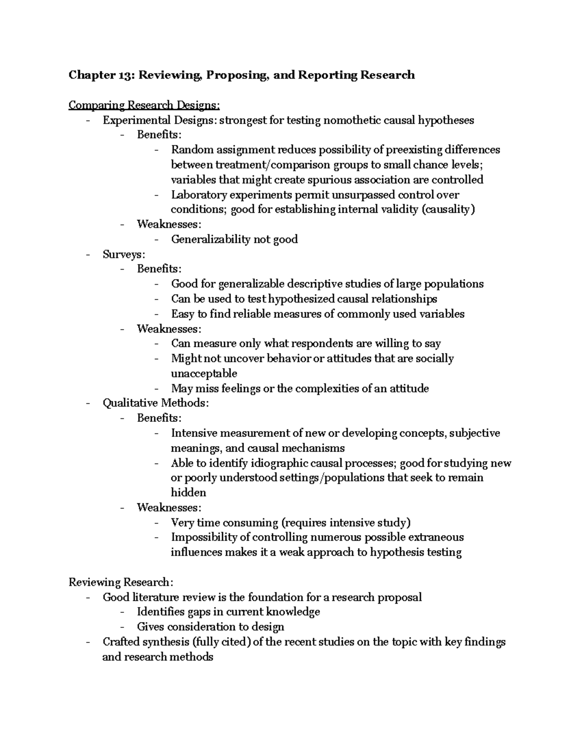 Chapter 13 Notes - Chapter 13: Reviewing, Proposing, and Reporting ...