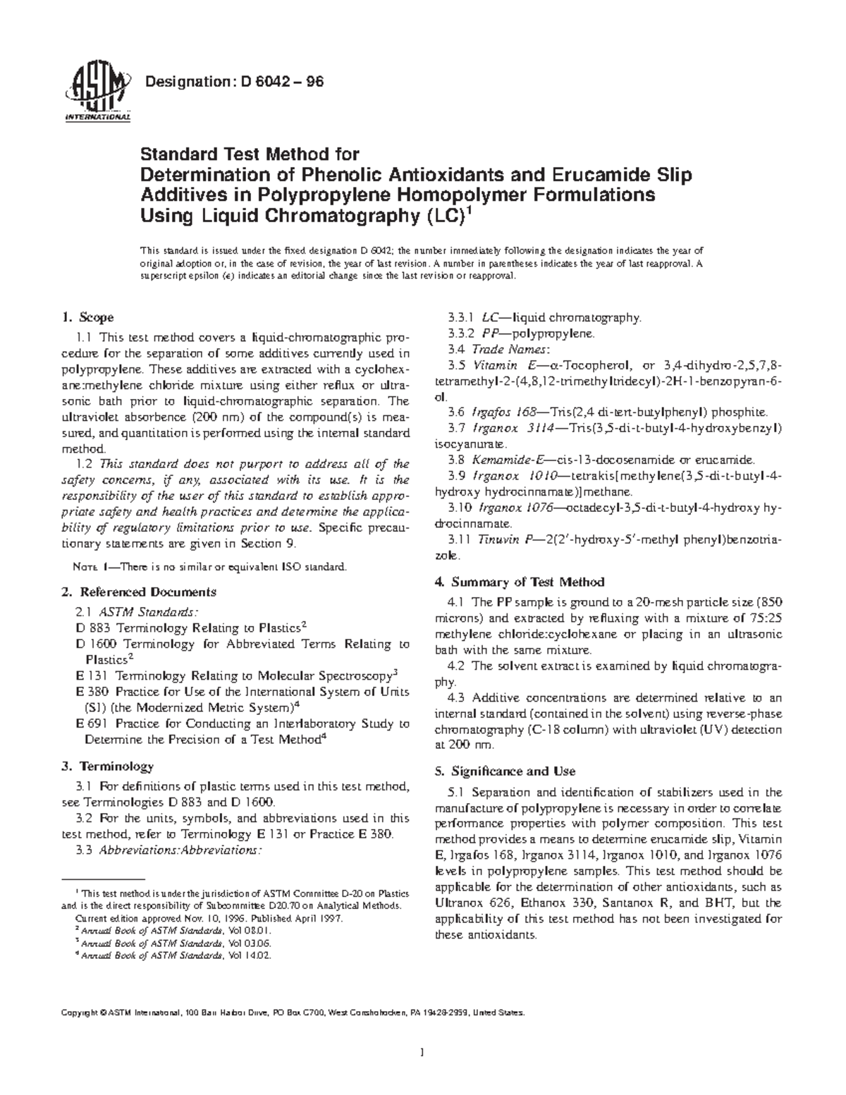 ASTM D-6042 - ASTM standard - Designation: D 6042 – 96 Standard Test ...