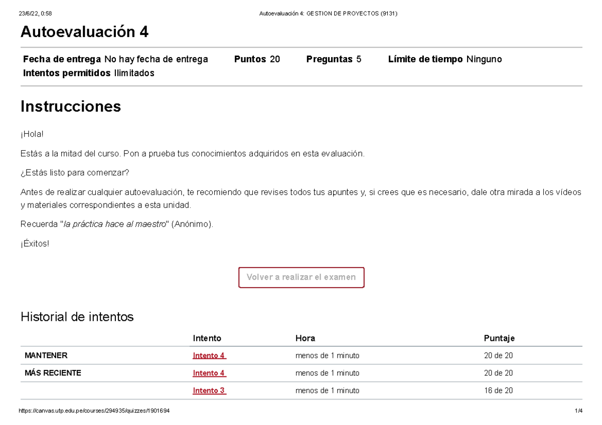 Autoevaluación 4 Gestion DE Proyectos - Autoevaluación 4 Fecha de entrega No hay fecha de ...