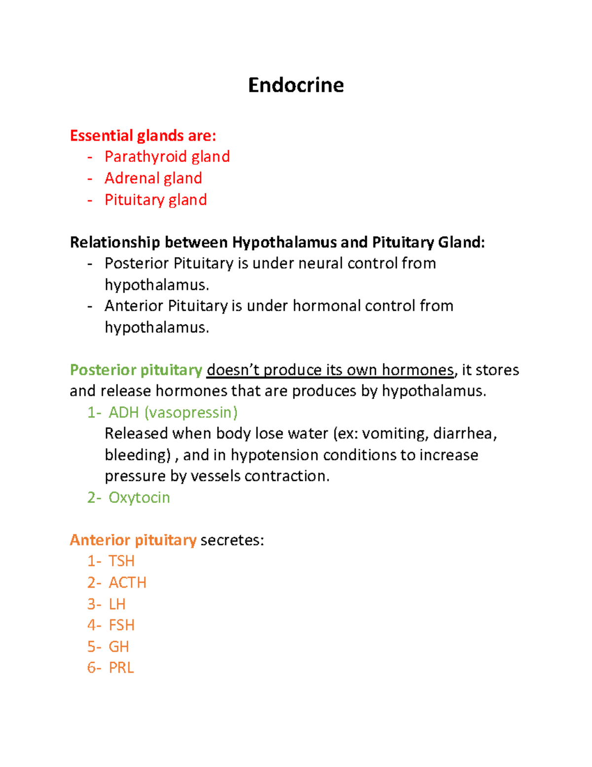 Patho endocrine - Endocrine Essential glands are: - Parathyroid gland - Adrenal gland ...