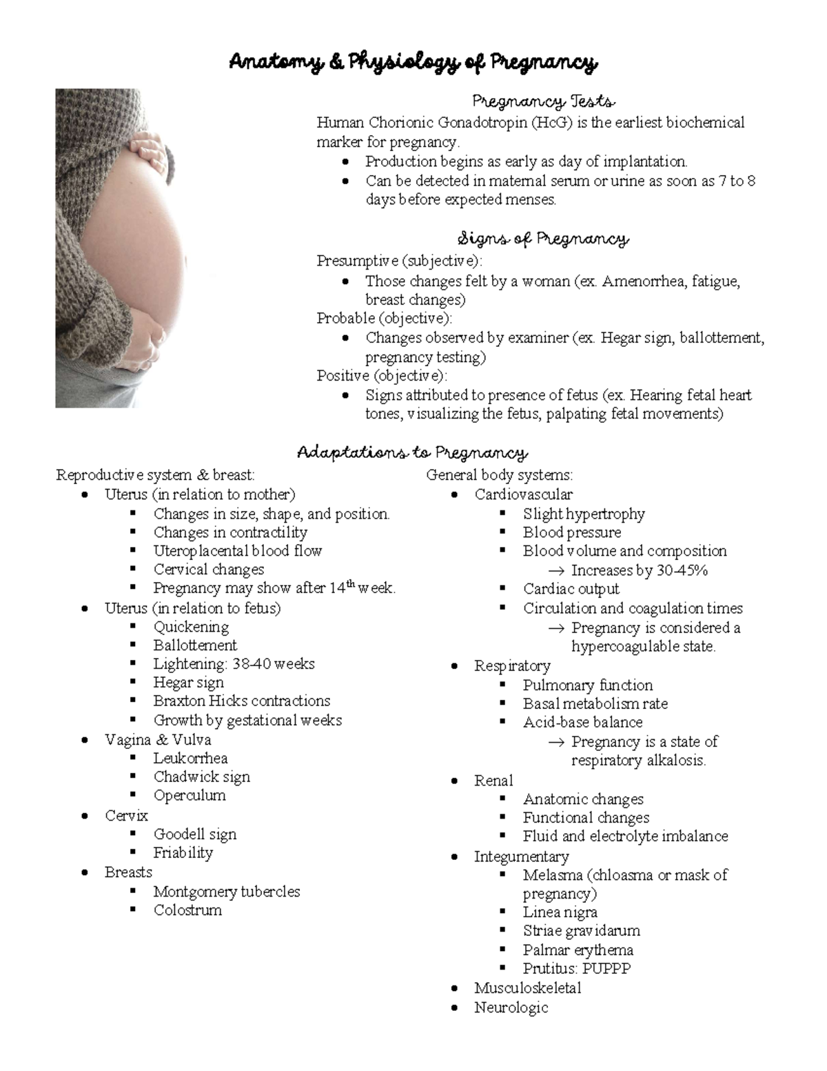 Anatomy & Physiology of Pregnancy - Anatomy & Physiology of Pregnancy ...