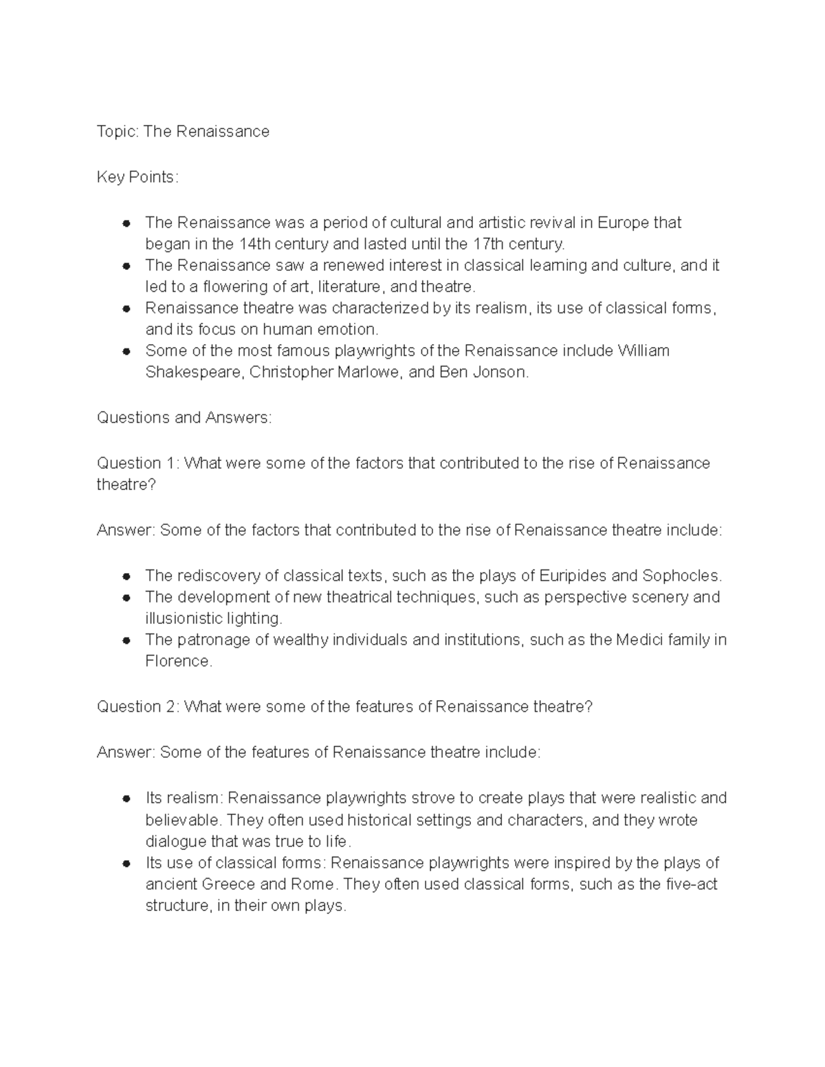 Lecture note for History of the Theatre (THTR 310), Lecture #4 - Topic ...