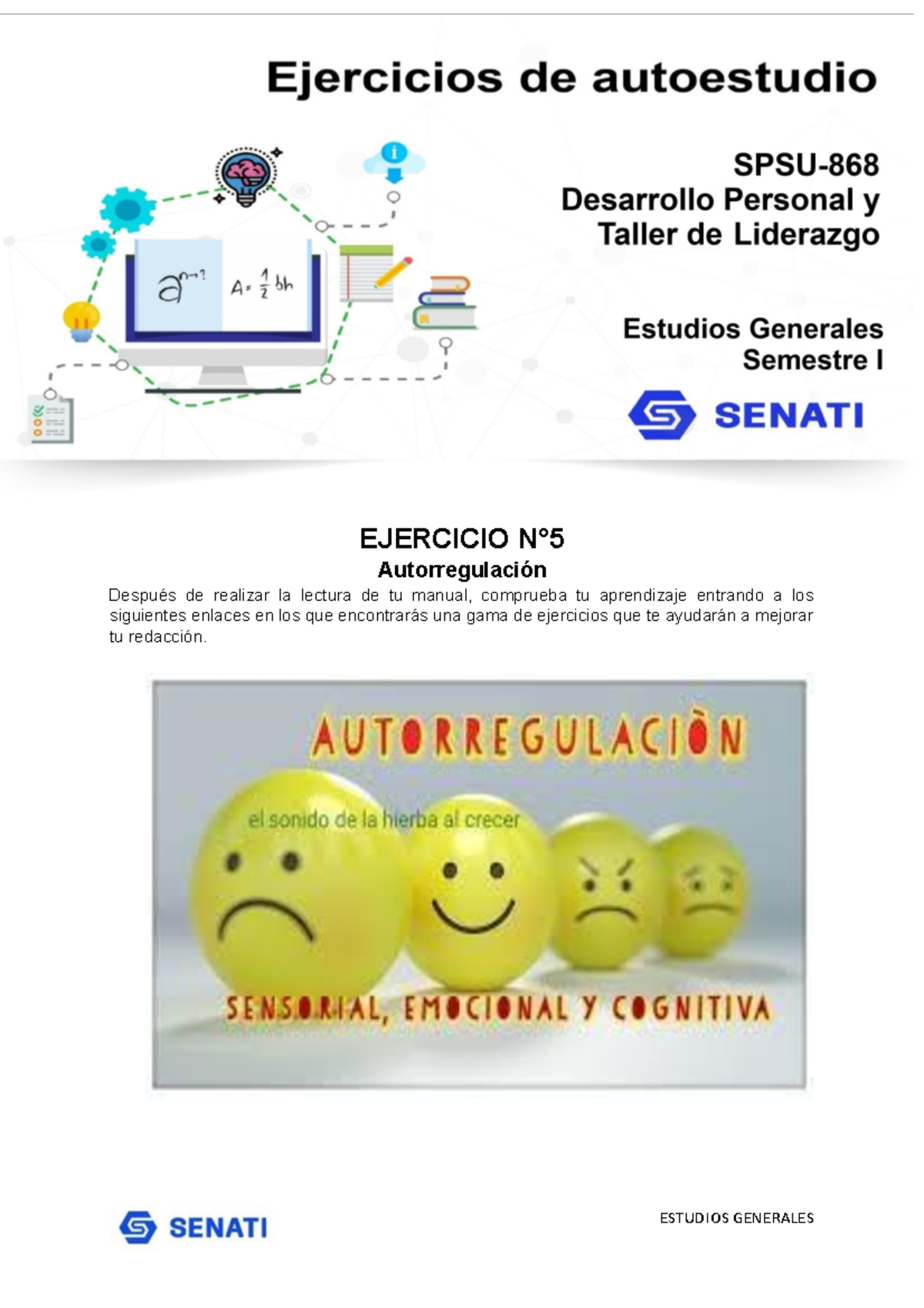 Actividad-unidad 5 - EJERCICIO N° Autorregulación Después de realizar ...