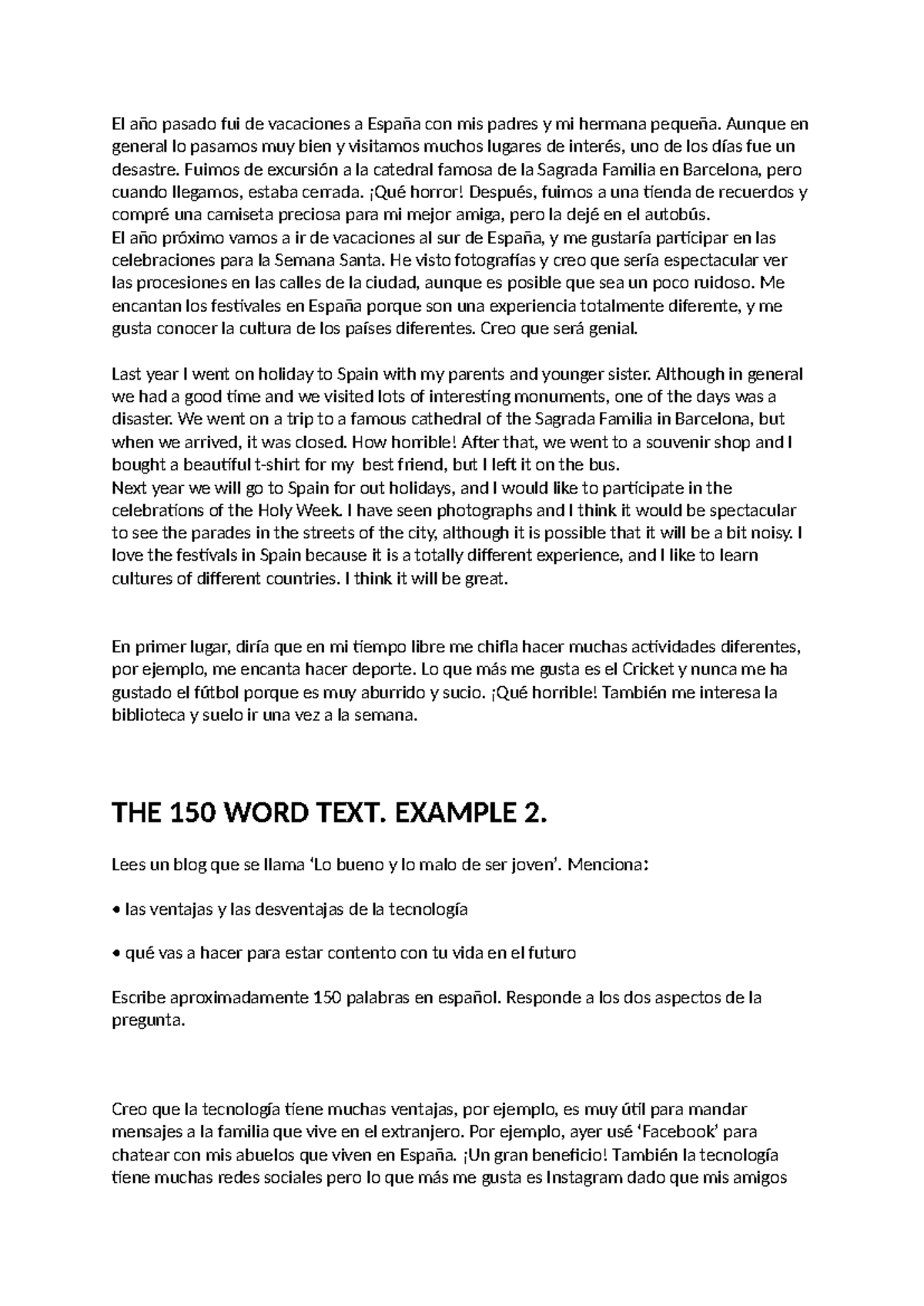 Booklet spanish - fnfnf - El año pasado fui de vacaciones a España con ...