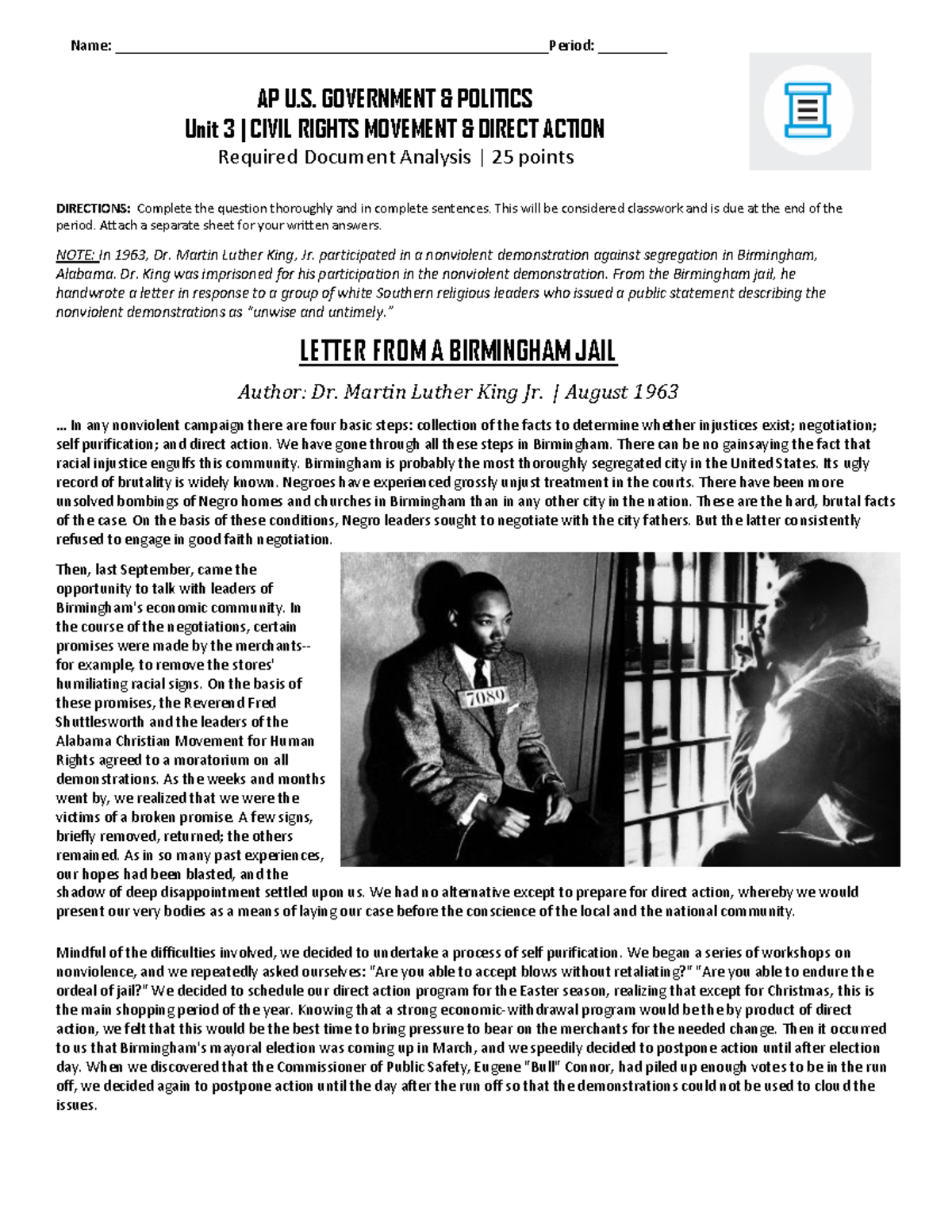 Letter From Birmingham Jail - Name