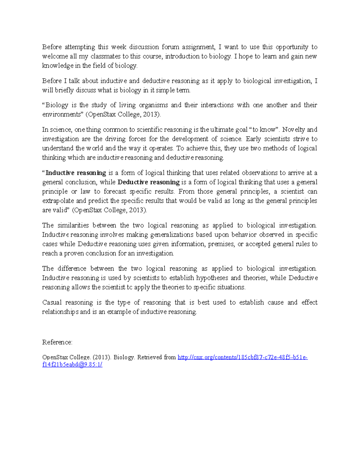 BIO week 1 discussion - Before attempting this week discussion forum ...