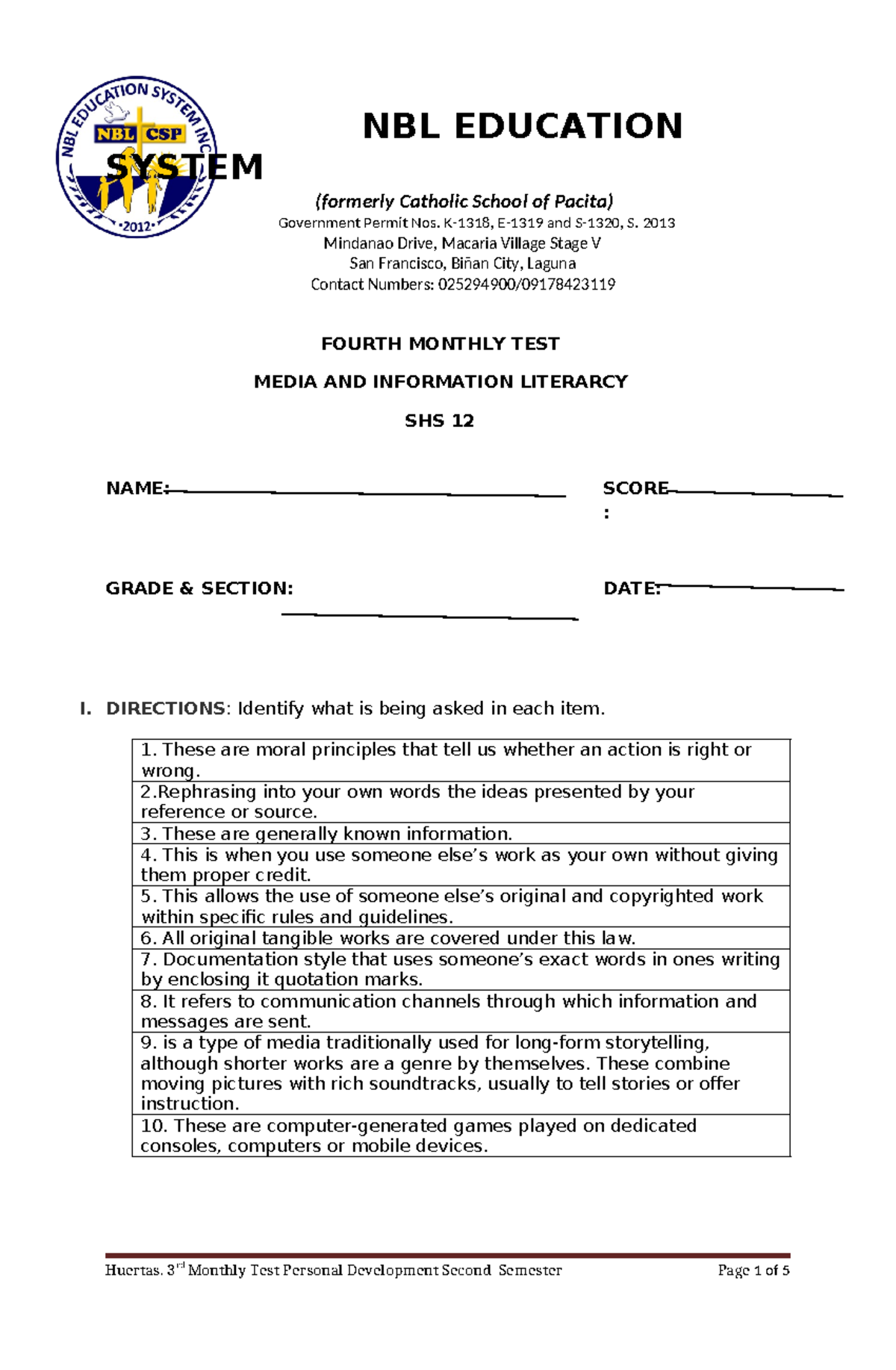 M4 Media - guidelines in educ - NBL EDUCATION SYSTEM (formerly Catholic ...