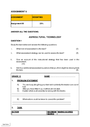 Assignment 4. - N/A - ASSIGNMENT 0 4 ASSIGNMENT WEIGHTING Assignment 0 4 25% ANSWER ALL ...