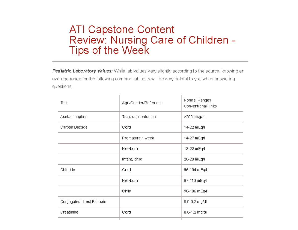 Virtual Coaching - nursing care of children - Pediatric Laboratory ...