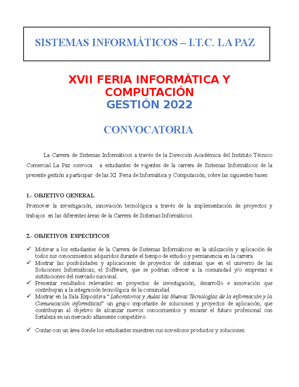 Feria XVI 2022 - qgqgqgqgqg - SISTEMAS INFORMÁTICOS – I.T. LA PAZ XVII ...