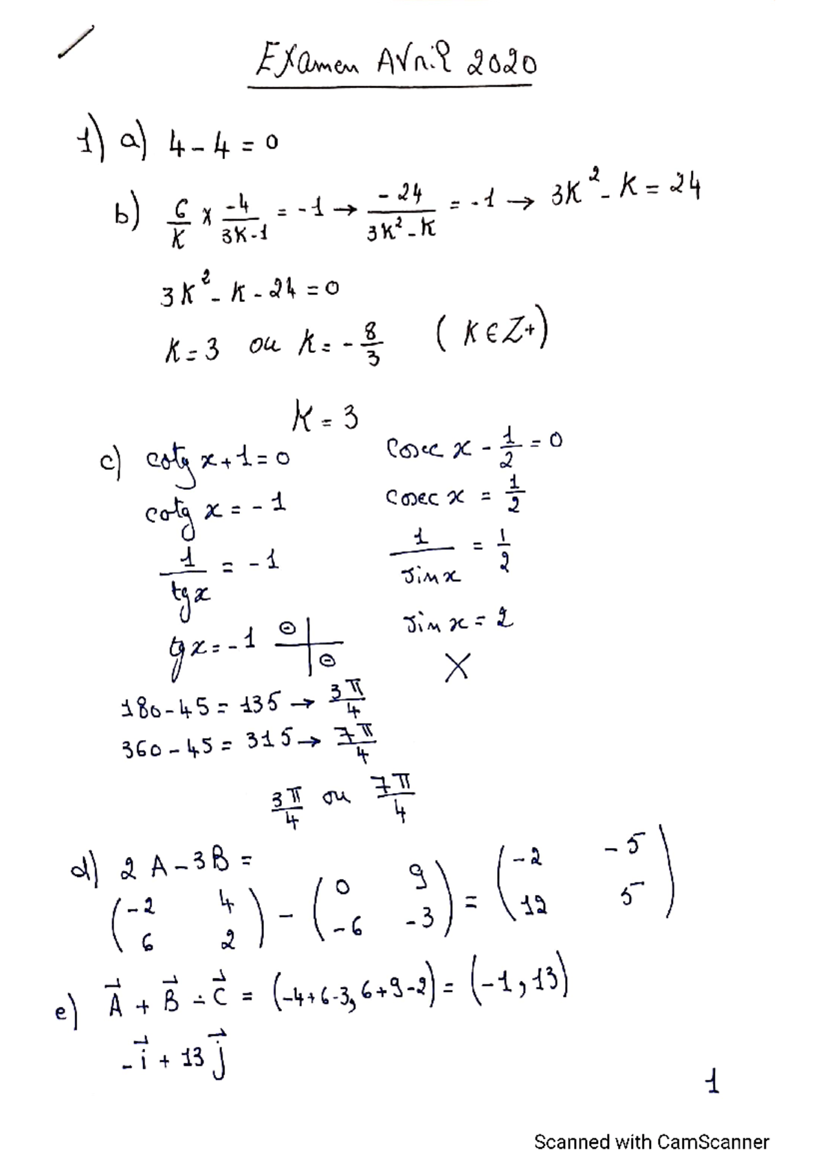 Modele de réponse examen avril 2020 - Mathematics - Studocu