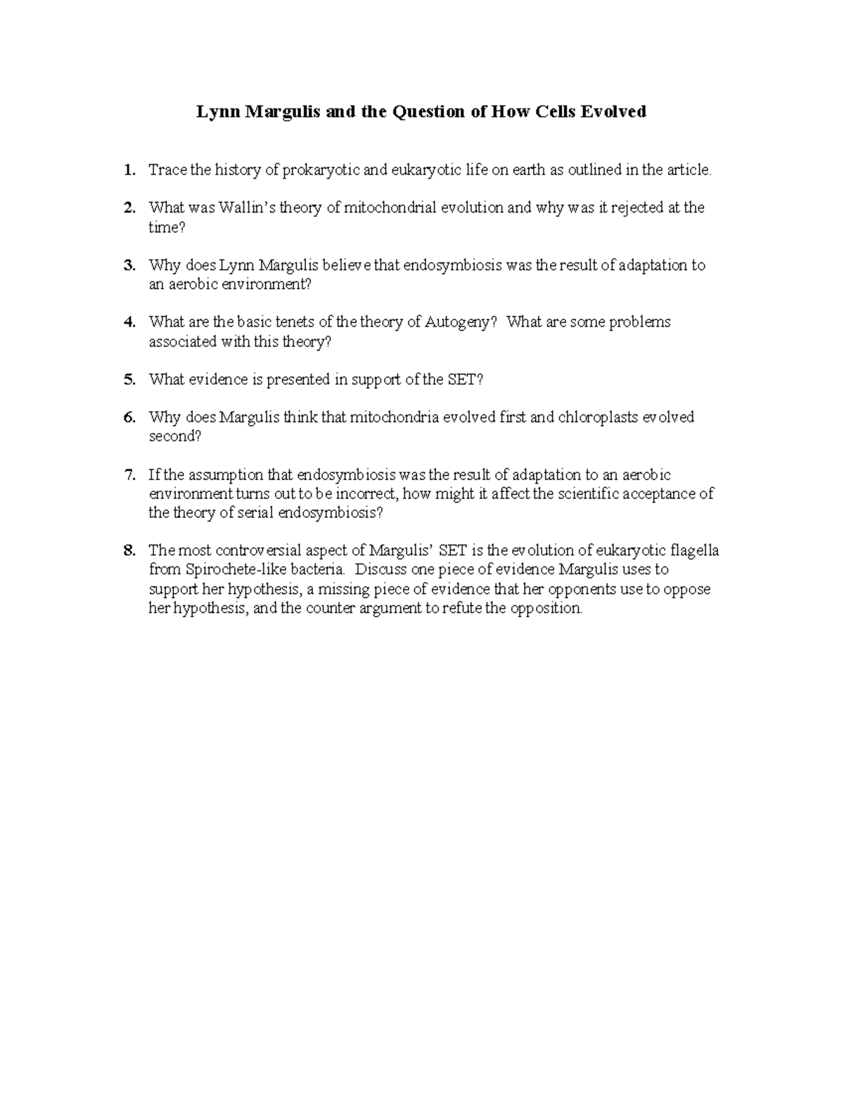 Margulis Questions - Lynn Margulis and the Question of How Cells ...