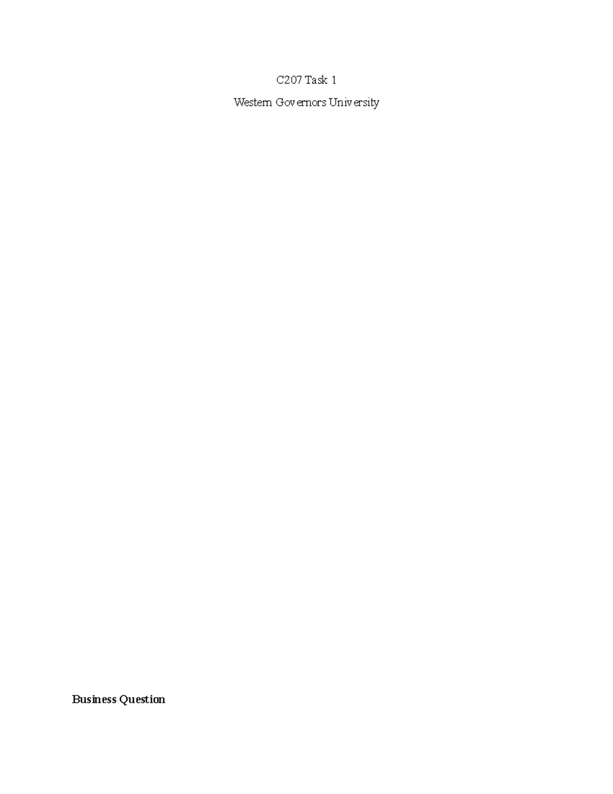 C207 - Task 1 - C207 Task 1 Western Governors University Business ...