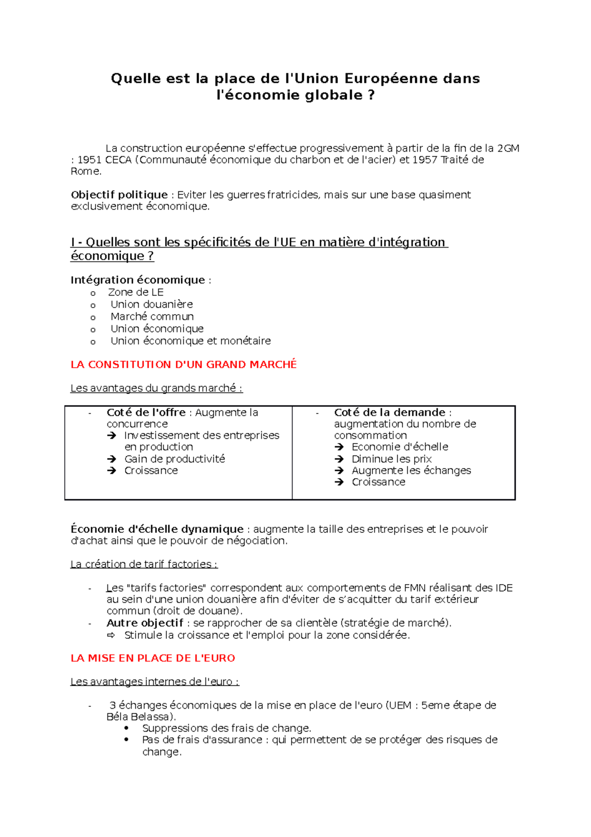 Quelle est la place de l'Union Européenne dans l'économie globale - Quelle est la place de l ...