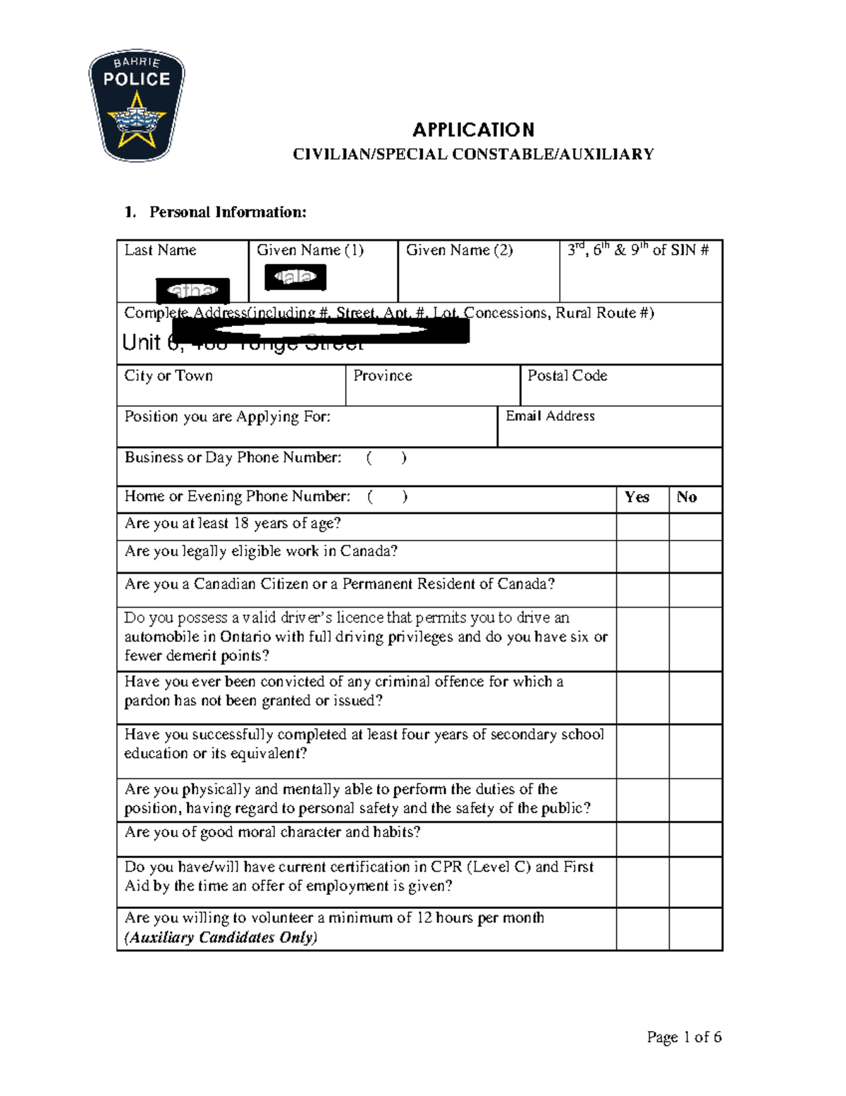 2021-Civilian-Application - APPLICATION CIVILIAN/SPECIAL CONSTABLE ...